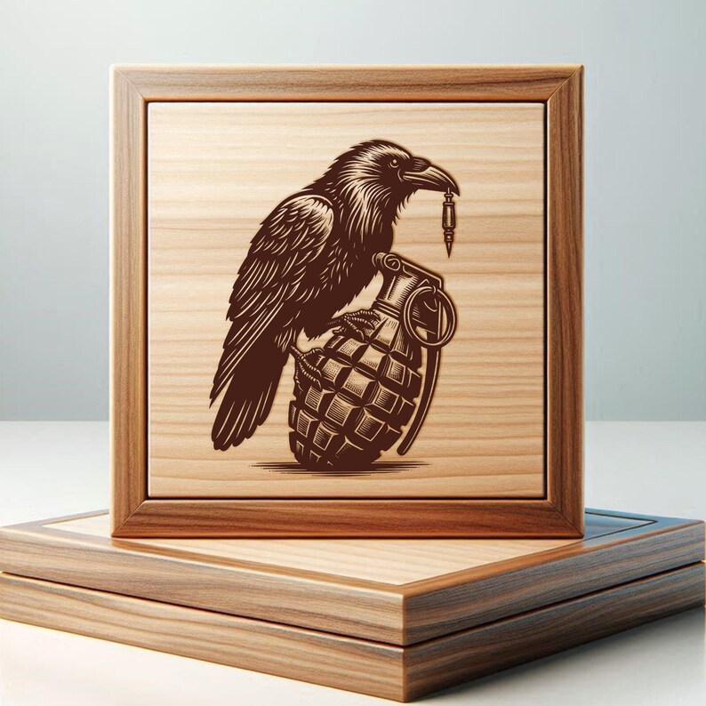 Raven and Hand Grenade SVG, Raven Crow Svg, Raven and Grenade, Weapon ...