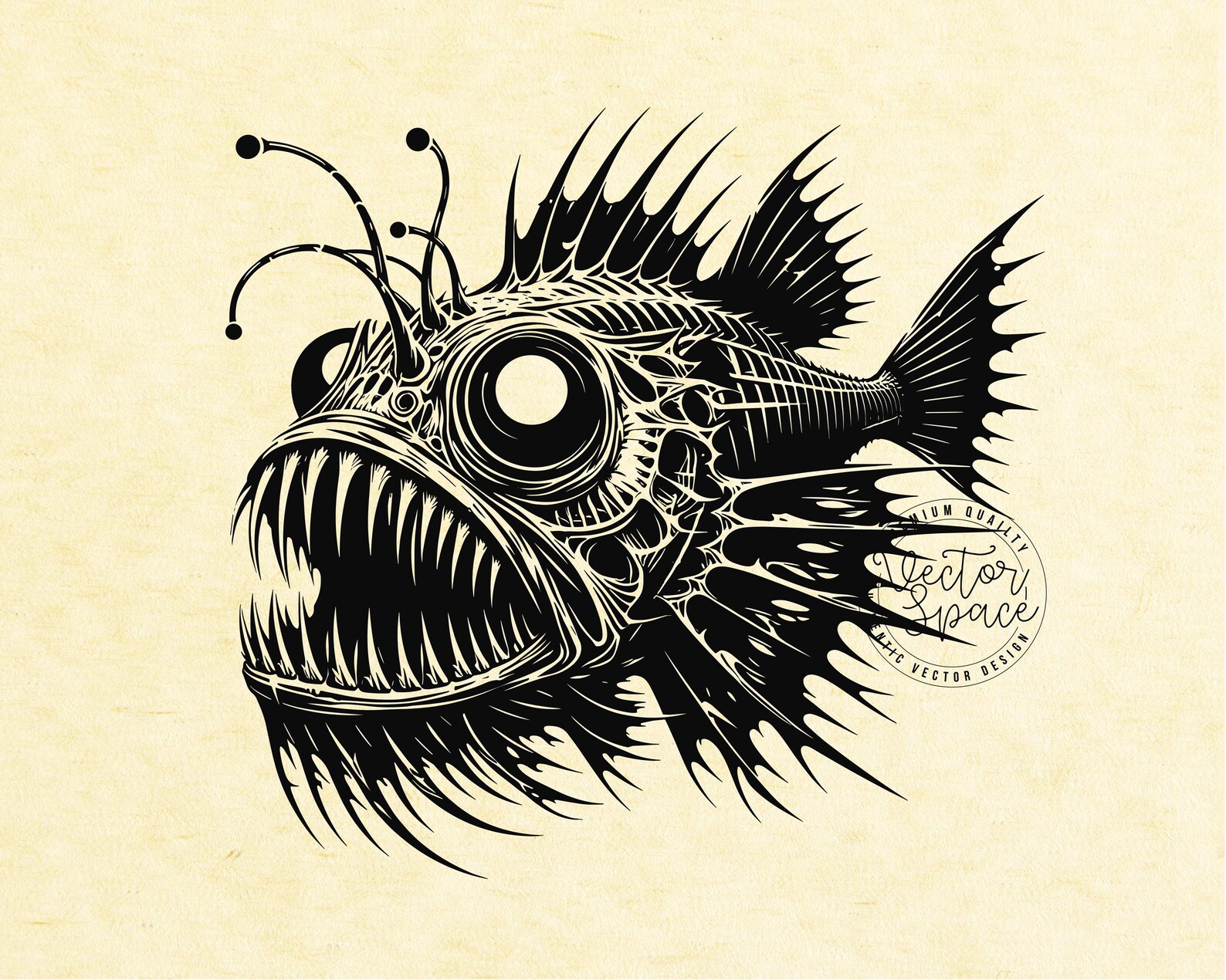 Anglerfish SVG, Angry Fierce Anglerfish Svg, Monster Fish, Bone ...