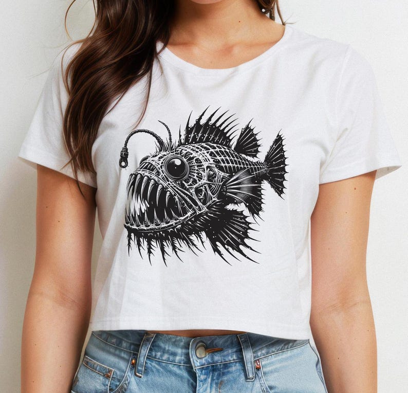 Anglerfish SVG, Angry Fierce Anglerfish Svg, Monster Fish, Bone ...
