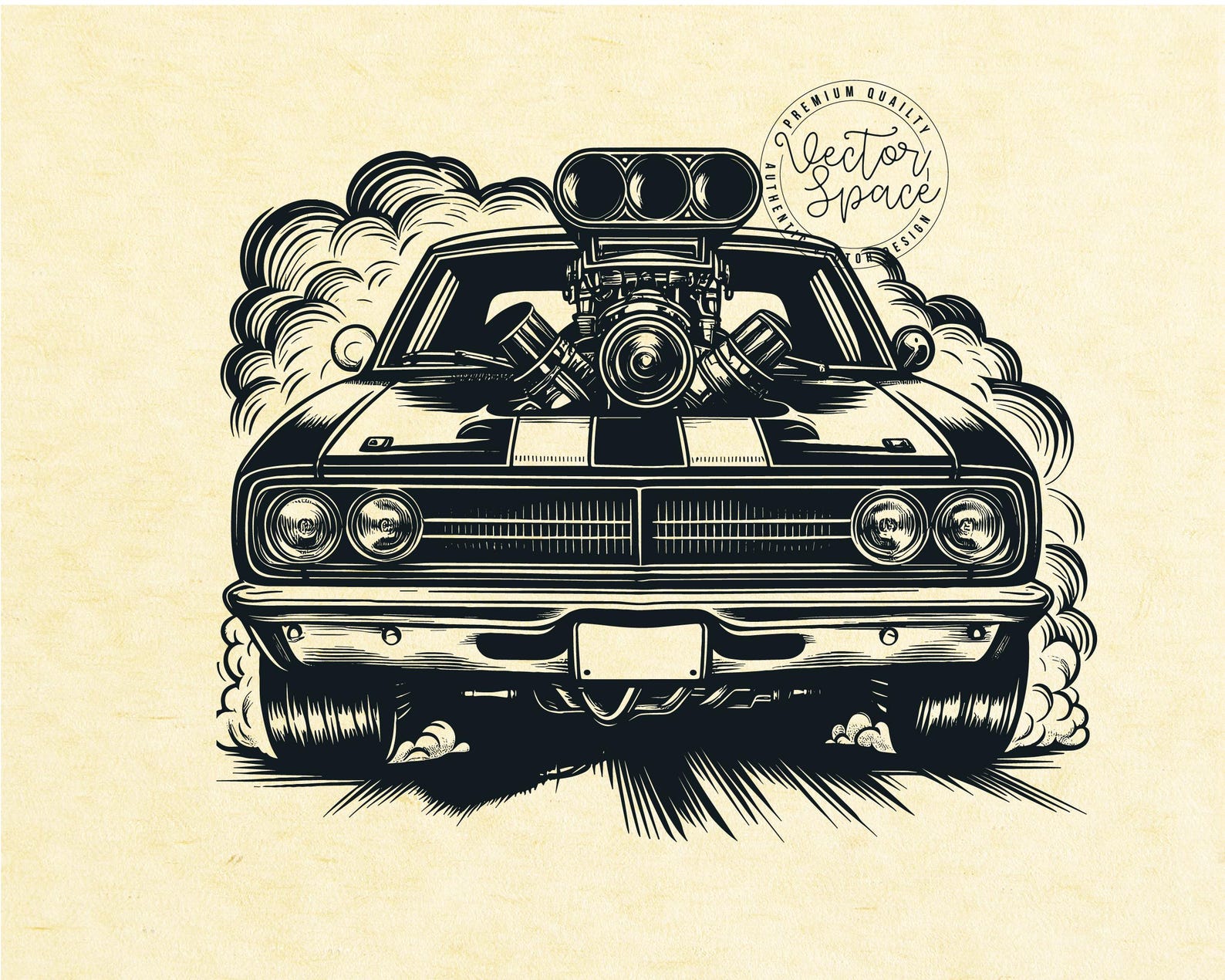 Muscle Car Burnout Illustration Vector, Muscle Car SVG, Car Burnout ...