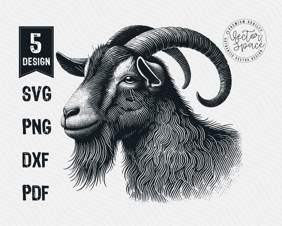 Goat Head Illustration Vector, Goat Head SVG, Goat Vector PNG Clipart ...
