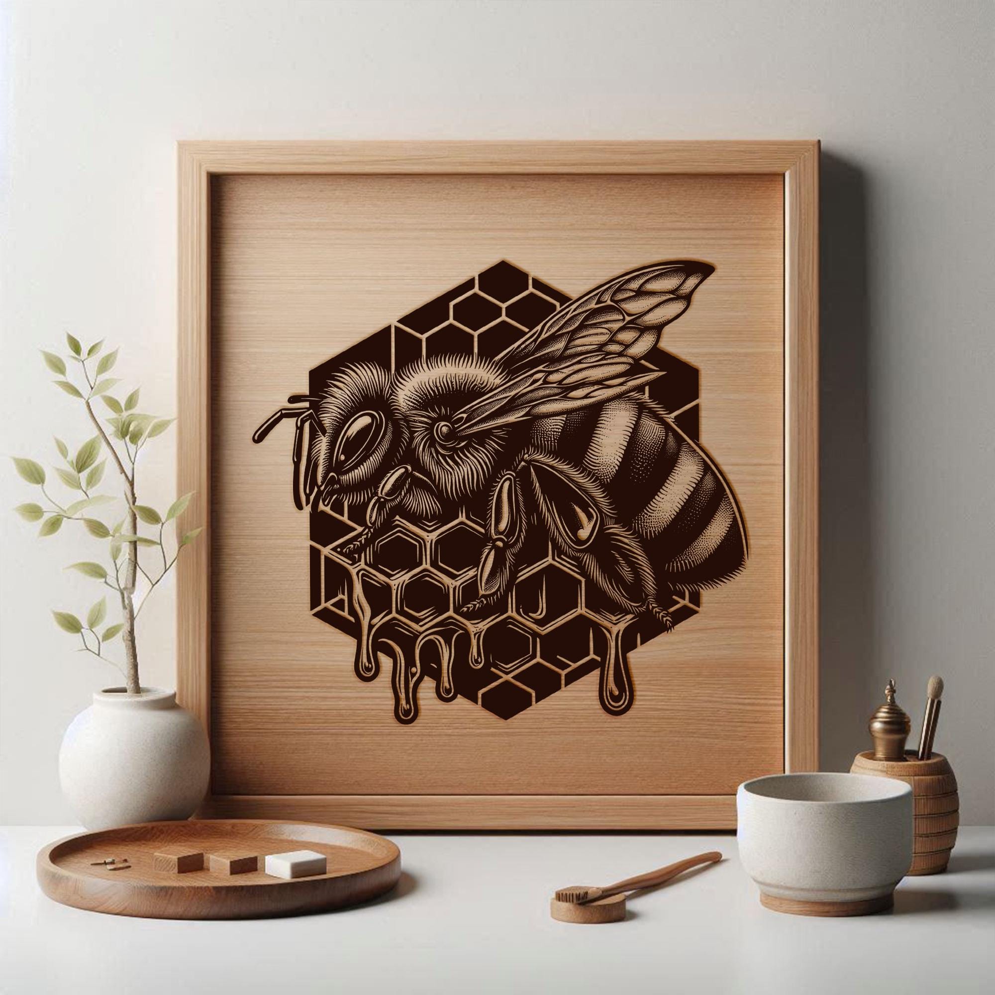 Bee Vector Illustration, Honeycomb SVG, Honey Svg, Bee Logo, Bee Hive ...
