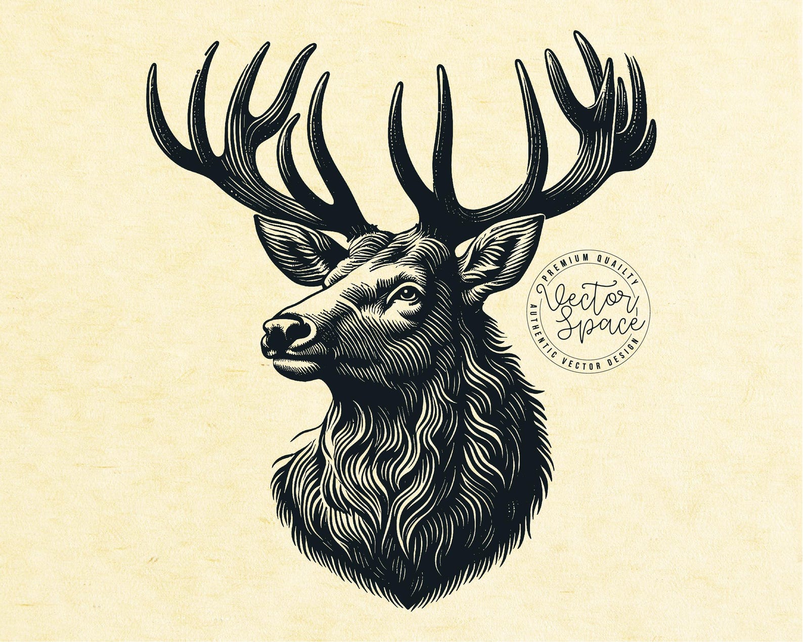 Elk Head Illustration Vector, Elk Bugling, Elk Bugle SVG, Detailed Elk ...