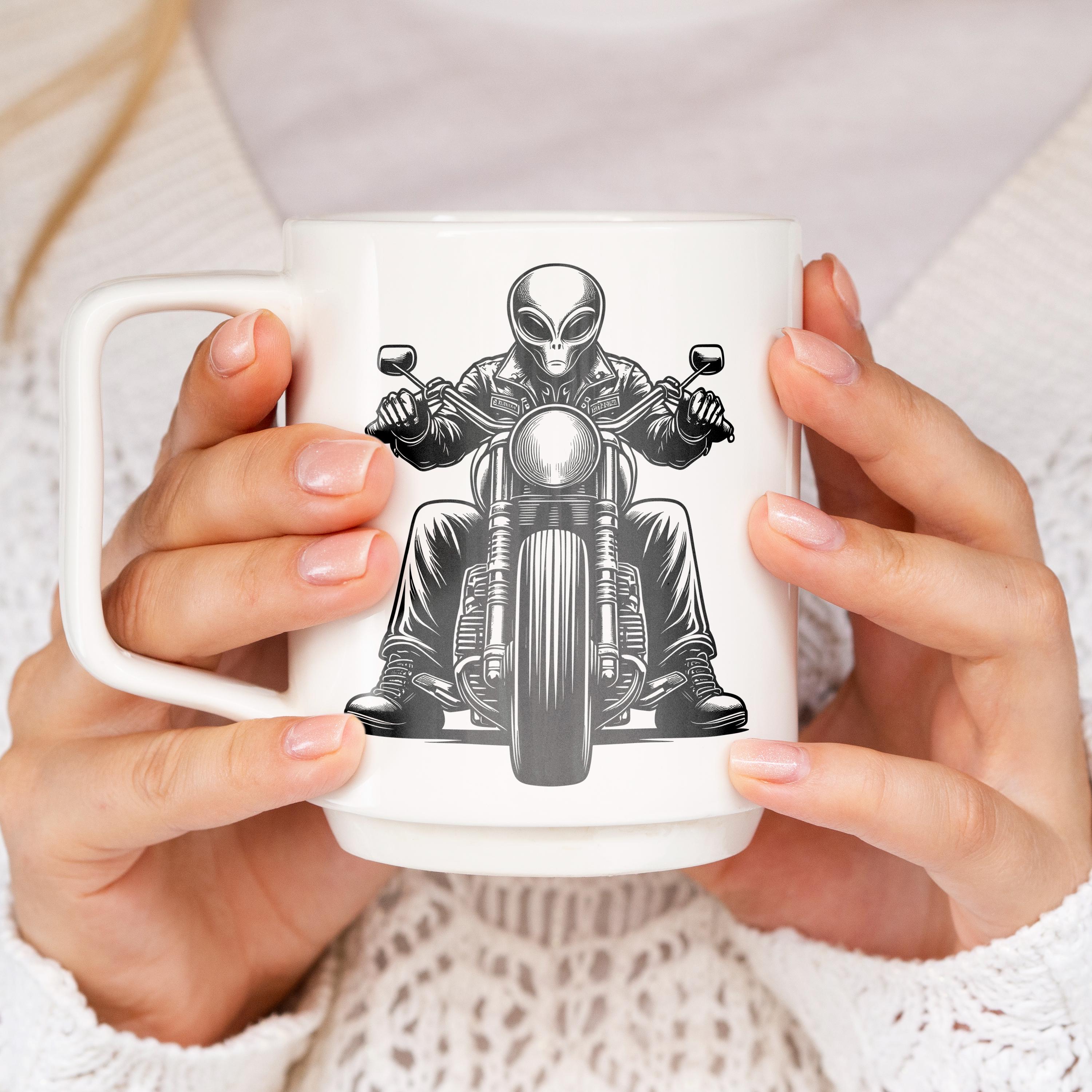Alien Riding Motorcycle SVG, Alien Biker Svg, Alien Rider, Alien Head ...