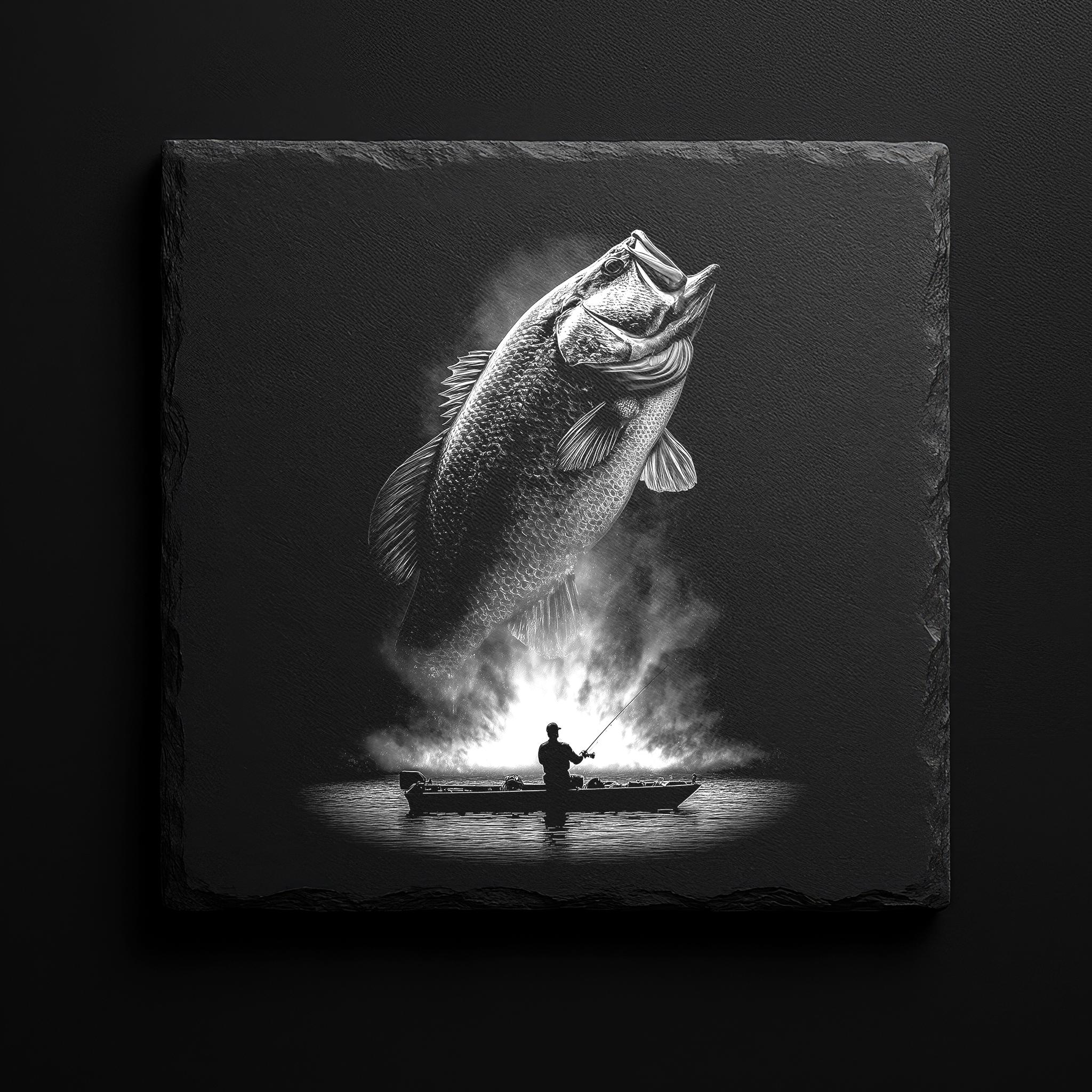 Fishing Engraving PNG Bundle: Bass Boat Scene, Angler Art (digital ...