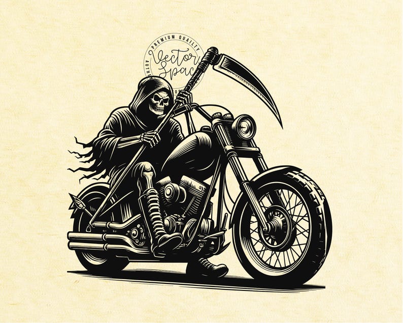 Grim Reaper Riding Motorcycle SVG, Grim Reaper Rider, Skull Biker, Grim ...