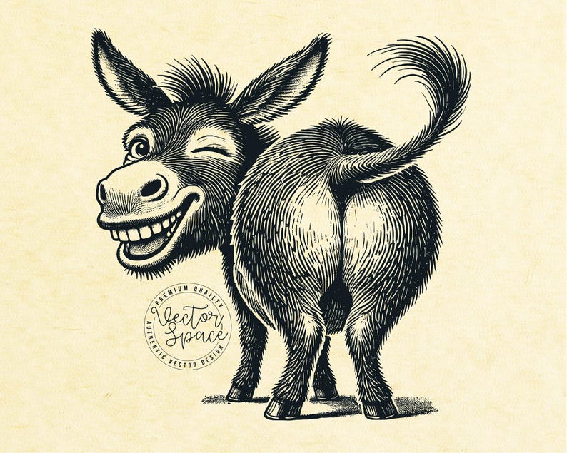 Donkey Illustration Vector, Funny Donkey SVG, Donkey Face, Donkey Head ...