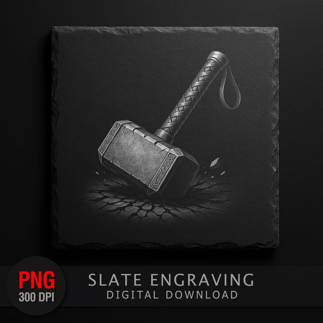 Thor’s Hammer Mjolnir Slate Engraving PNG - Norse Viking Weapon Clipart ...