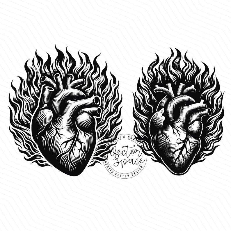 Flame Heart SVG, Fire Heart, Burn Heart, Heart Love Sign, Anatomical ...