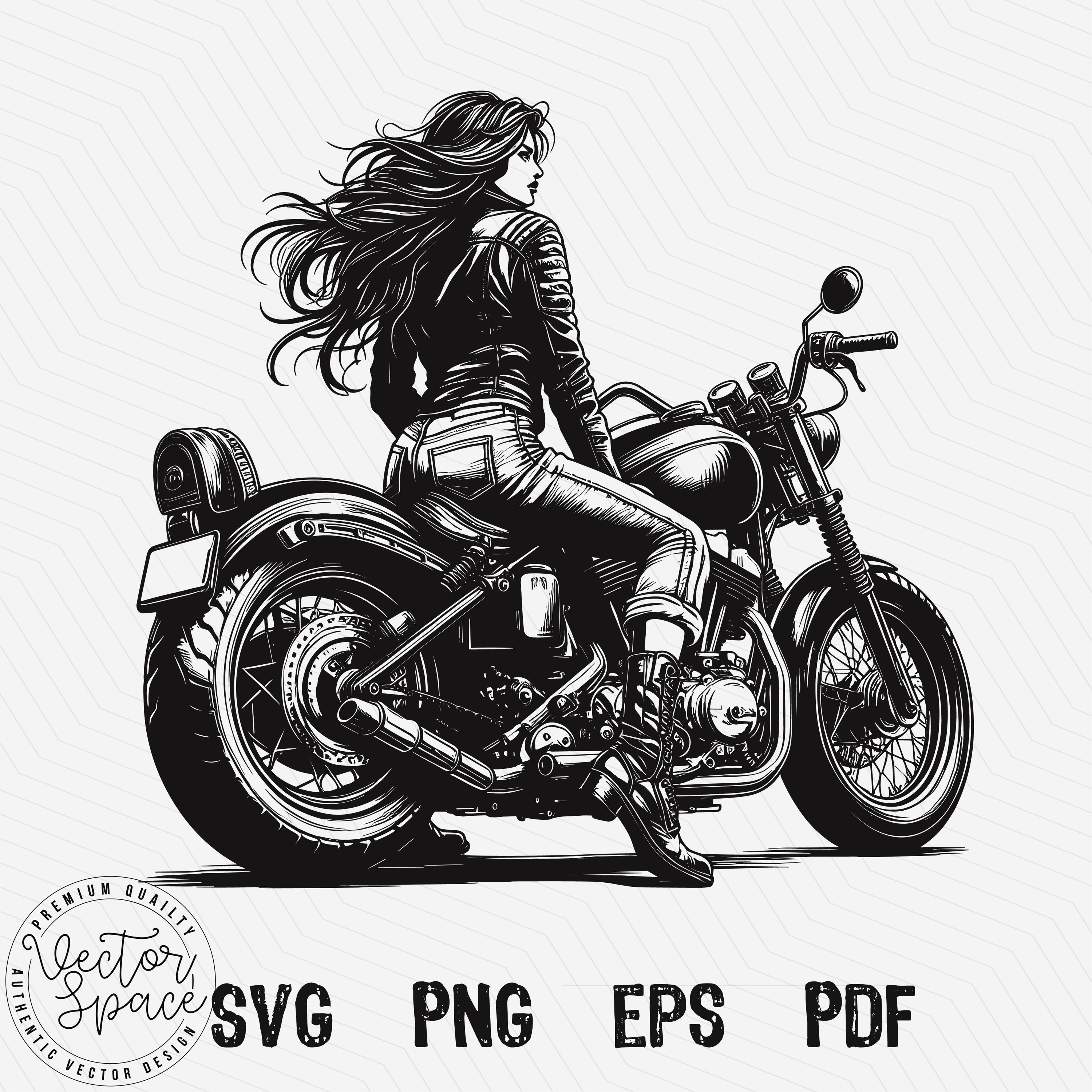 Female Biker SVG Bundle | Badass Woman Motorcycle Clipart | Biker Girl ...