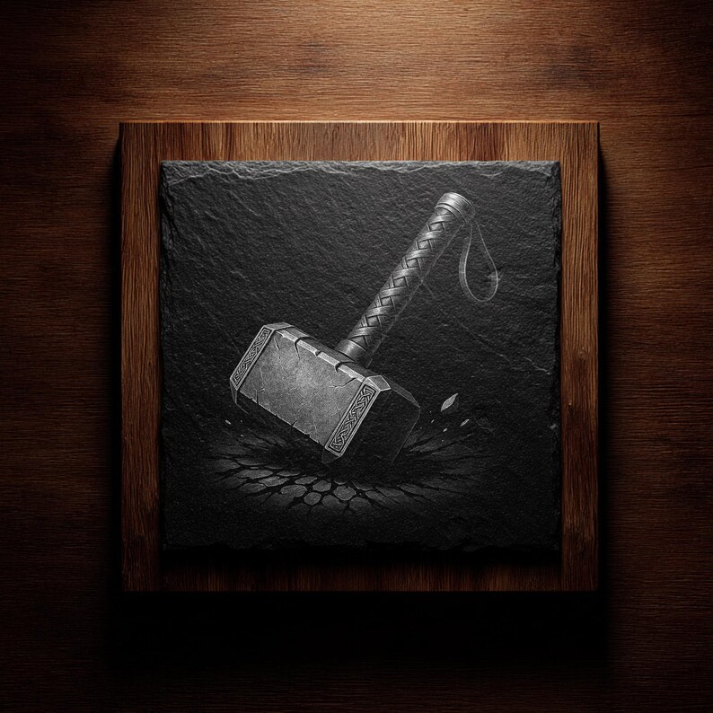 Thor’s Hammer Mjolnir Slate Engraving PNG - Norse Viking Weapon Clipart ...