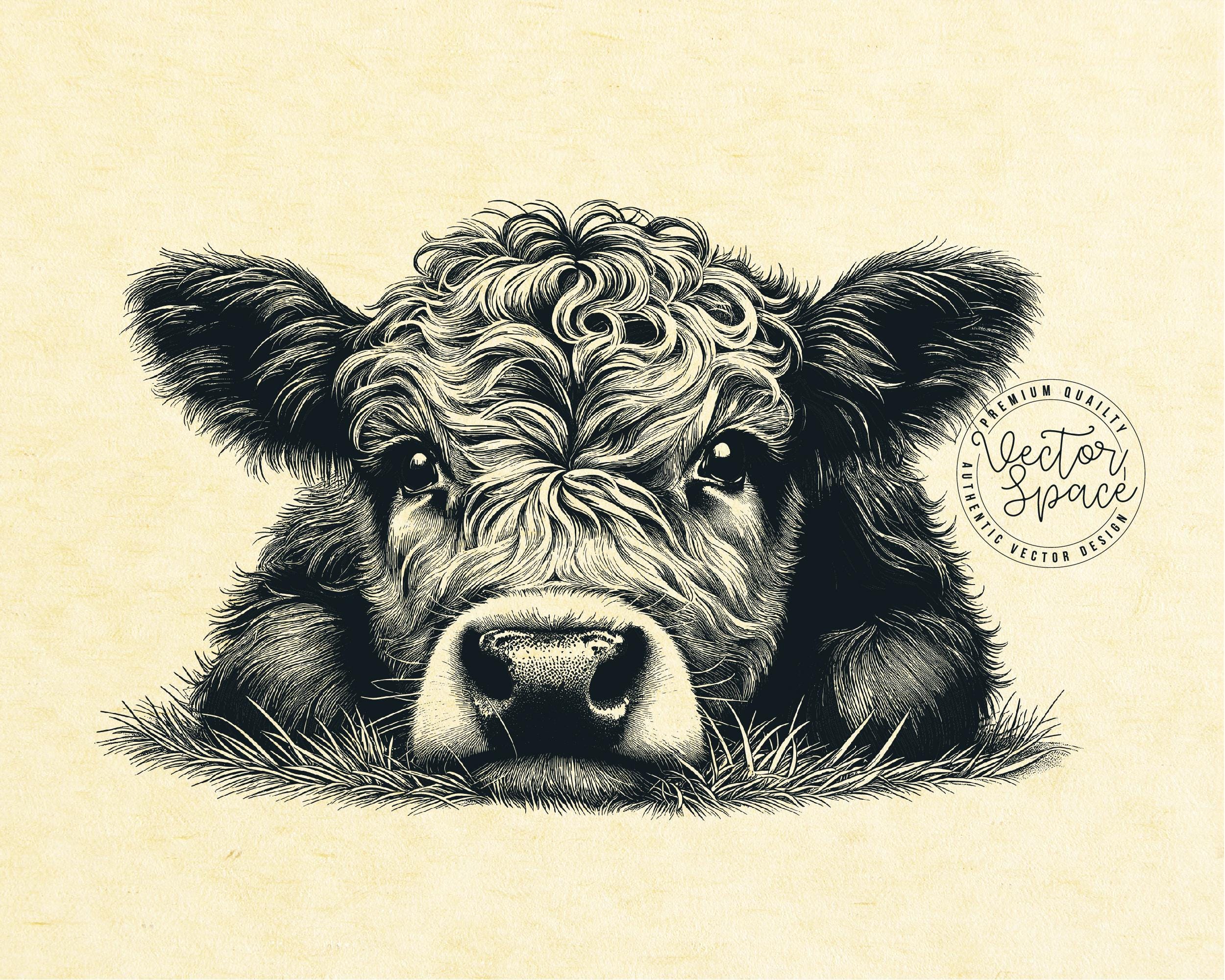 Cow Calf Illustration Vector SVG, Cute Calf SVG, Angus Calf Cow, Baby ...