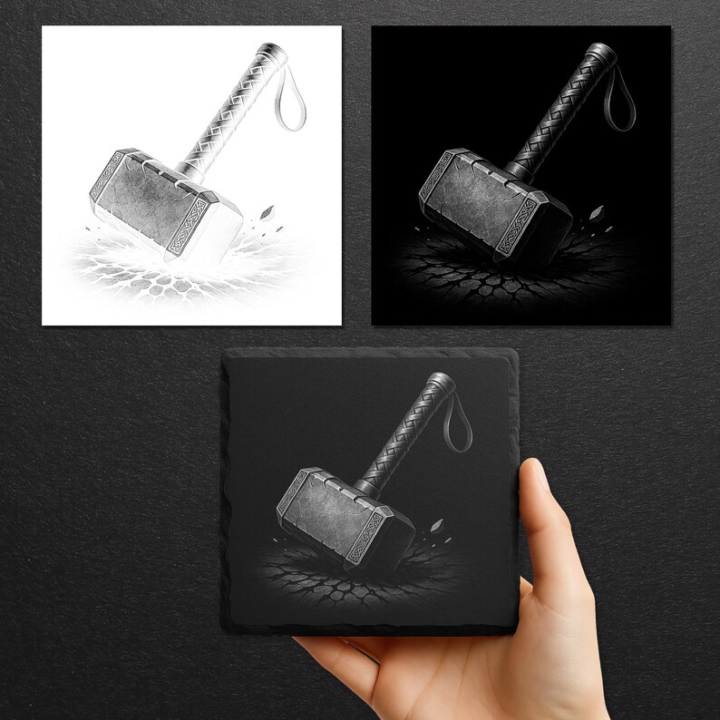 Thor’s Hammer Mjolnir Slate Engraving PNG - Norse Viking Weapon Clipart ...