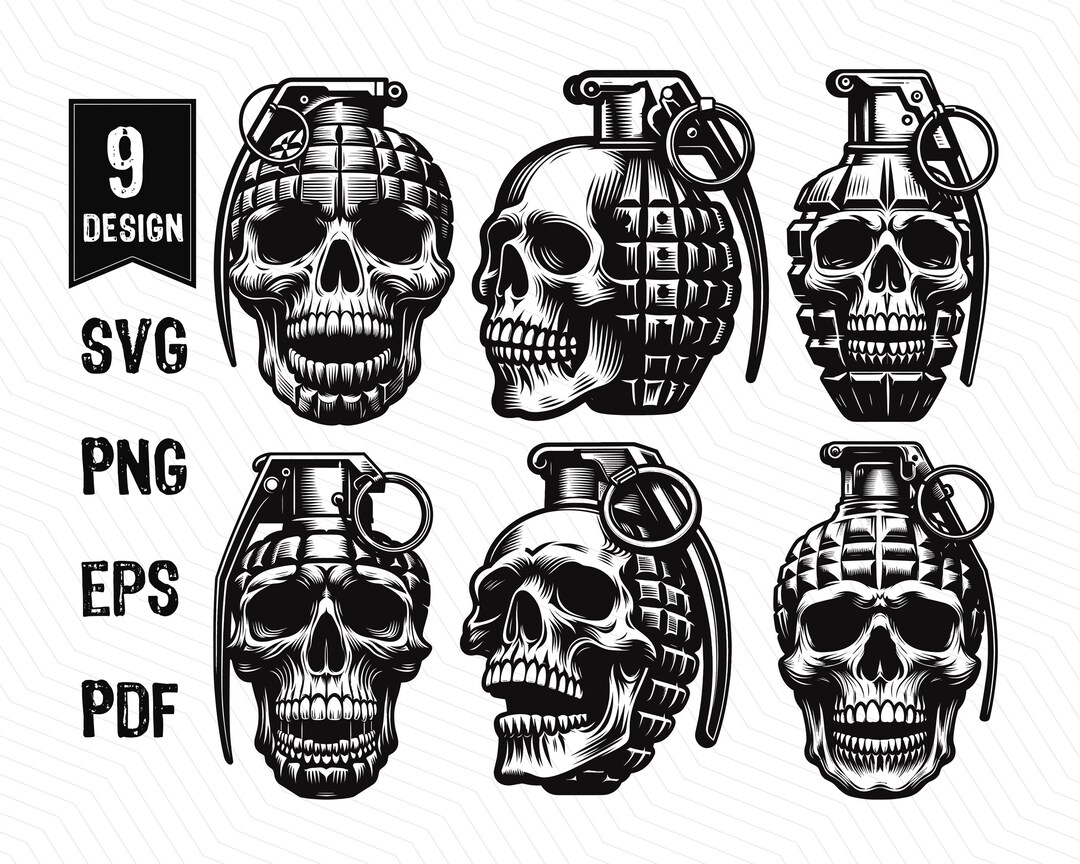Grenade Skull SVG, Hand Grenade, Skull Face Hand Grenade, Military ...