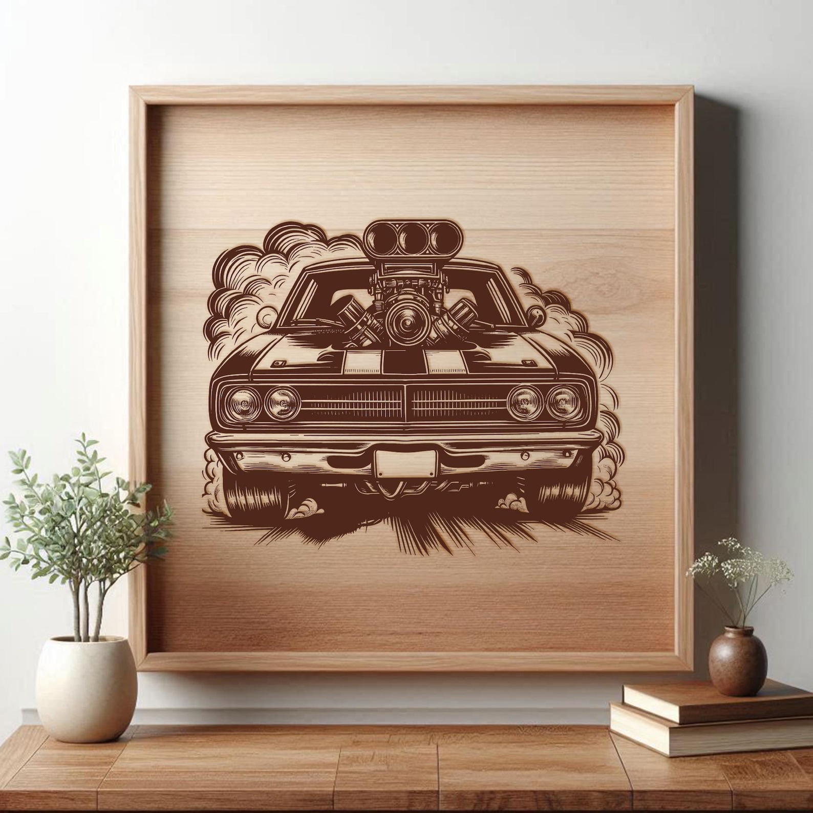 Muscle Car Burnout Illustration Vector, Muscle Car SVG, Car Burnout ...