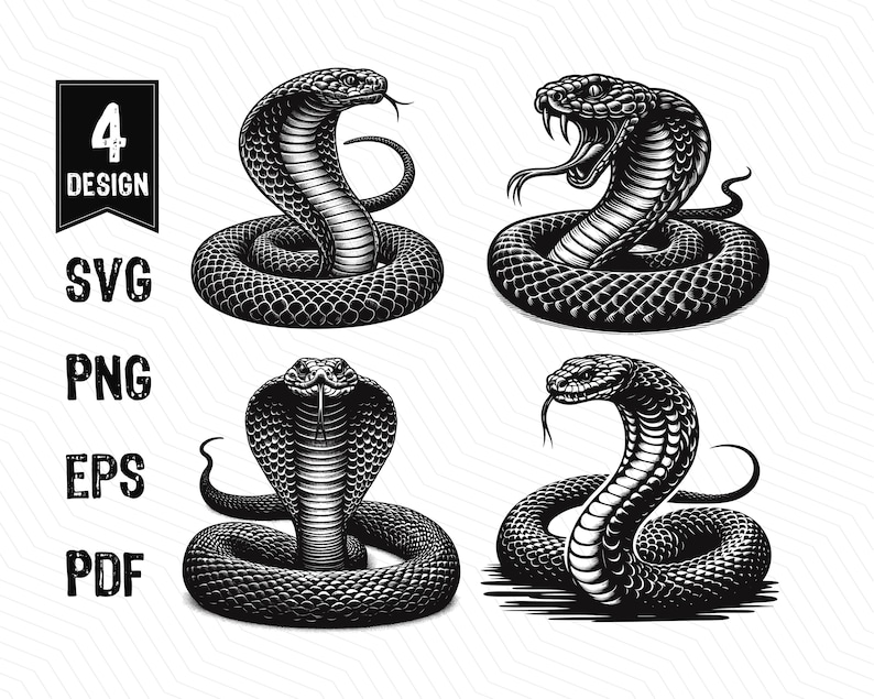 Cobra Snake SVG, Snake Bundle, Cobra Head, Coiled Snake Cobra, Reptiles ...
