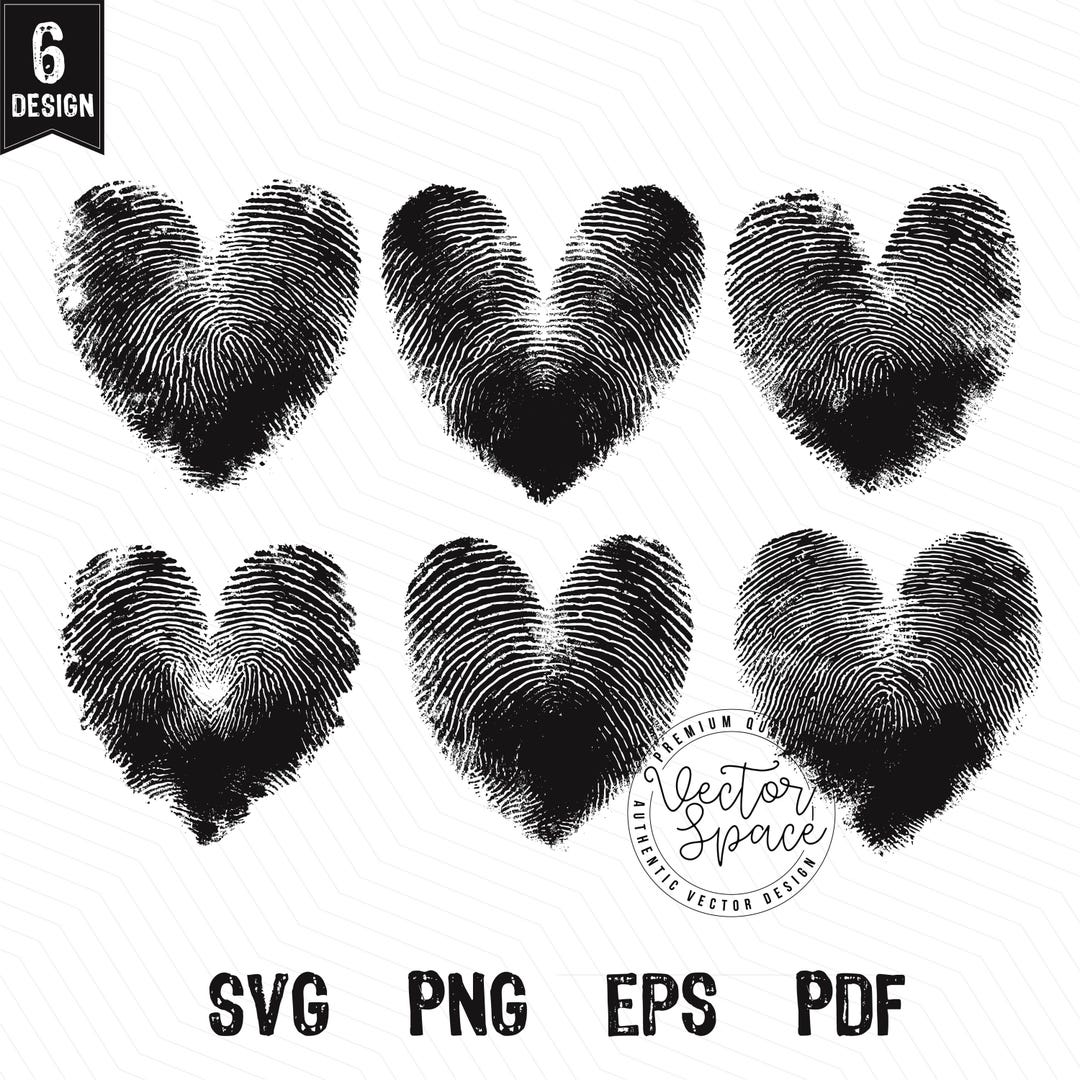 Heart Finger Print SVG, Finger Print Mark, Heart Love Symbol, Heart ...