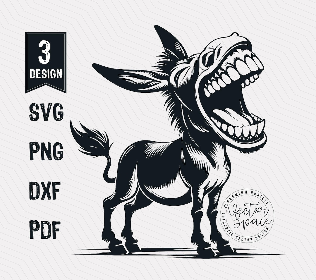 Laugh Donkey Illustration Vector, Funny Donkey SVG, Donkey Face, Donkey ...