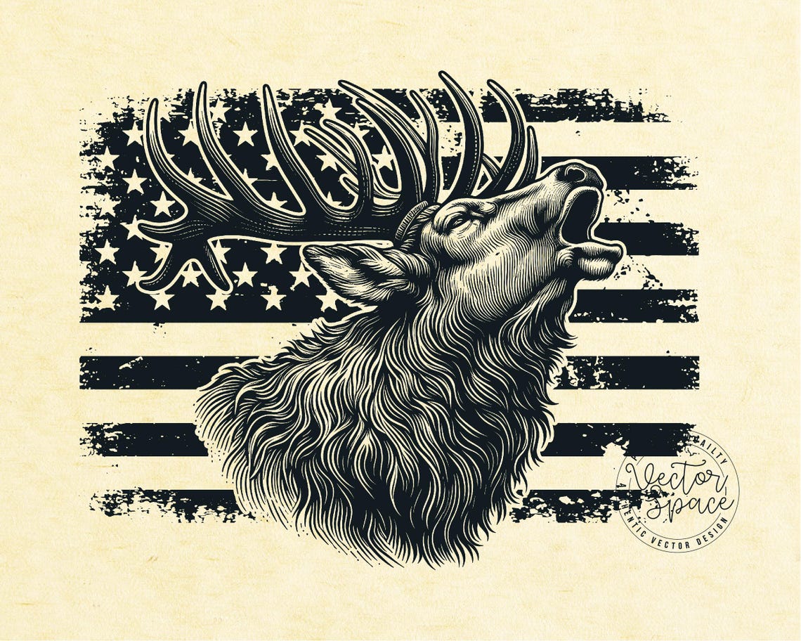 Elk Head Illustration Vector, Elk Bugling, Detailed Elk Head American ...