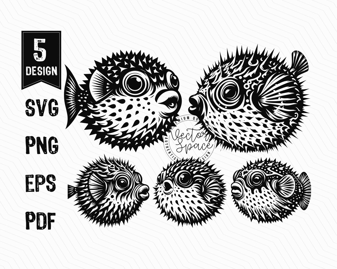 Pufferfish SVG, Cute Pufferfish, Blowfish, Fugu, Spiky Fish, Aquatic ...