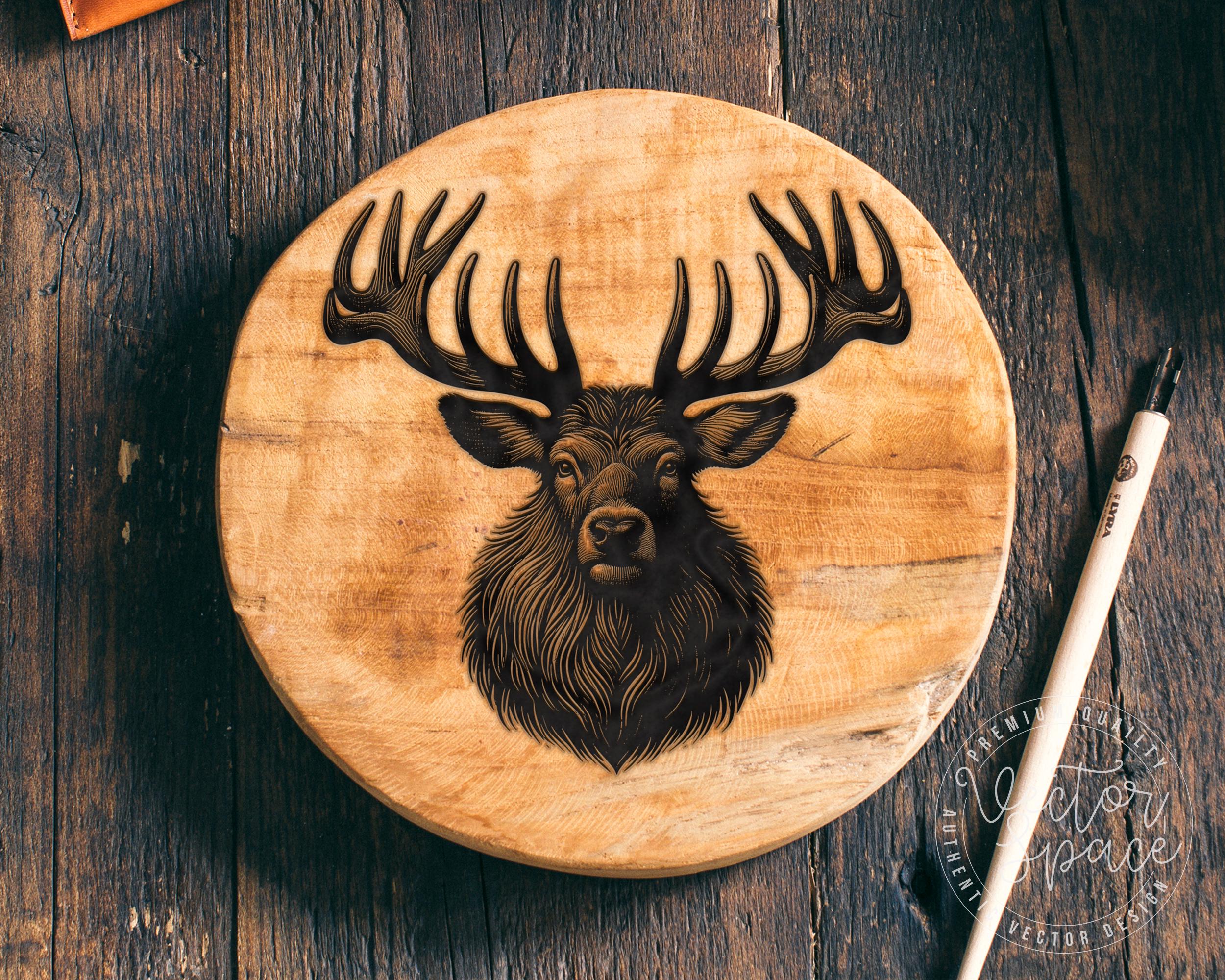Elk Head Illustration Vector, Elk Bugling, Elk Bugle SVG, Detailed Elk ...