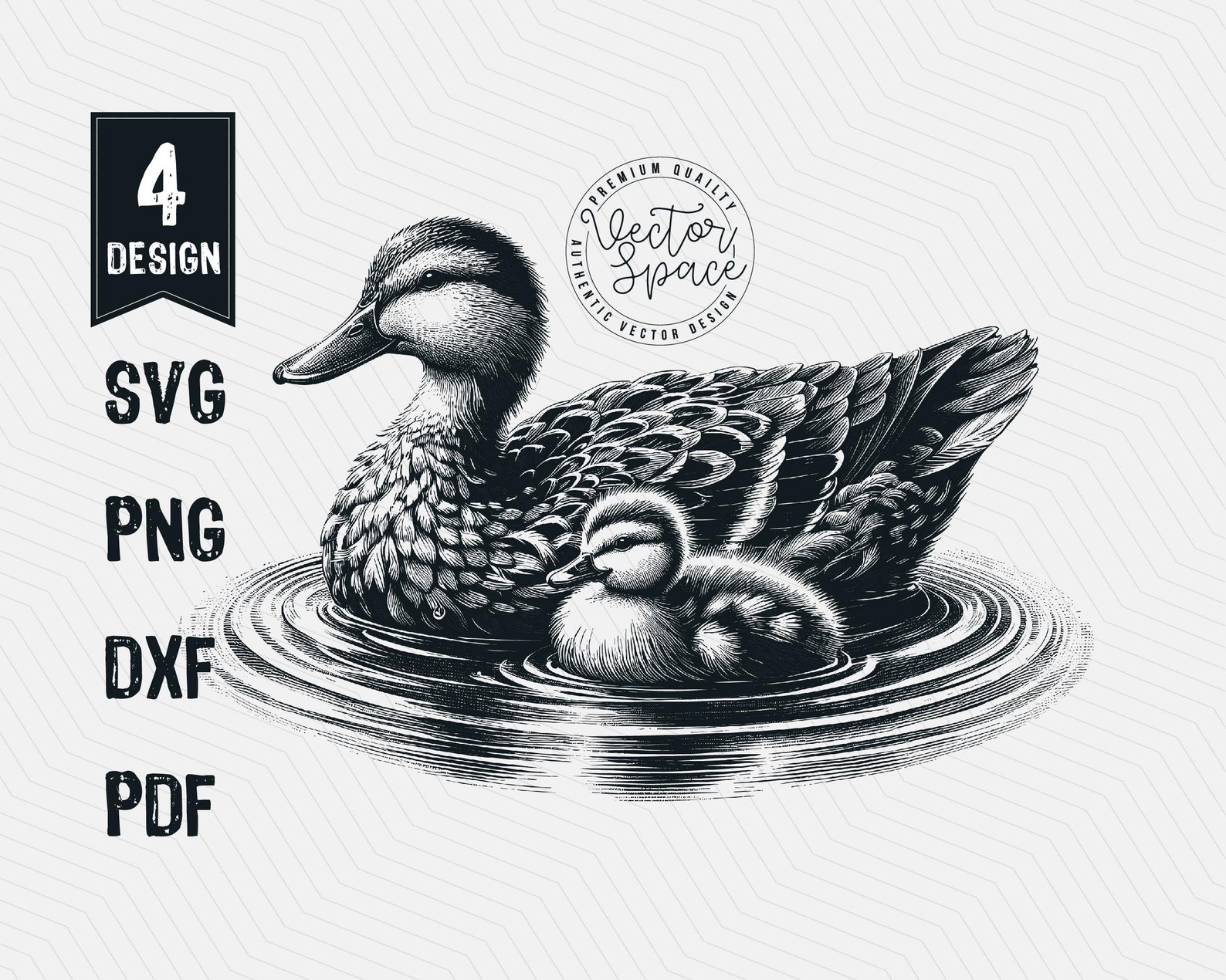 Duck Swimming Vector Illustration, Duckling Swimming, Duck SVG, Hunting ...