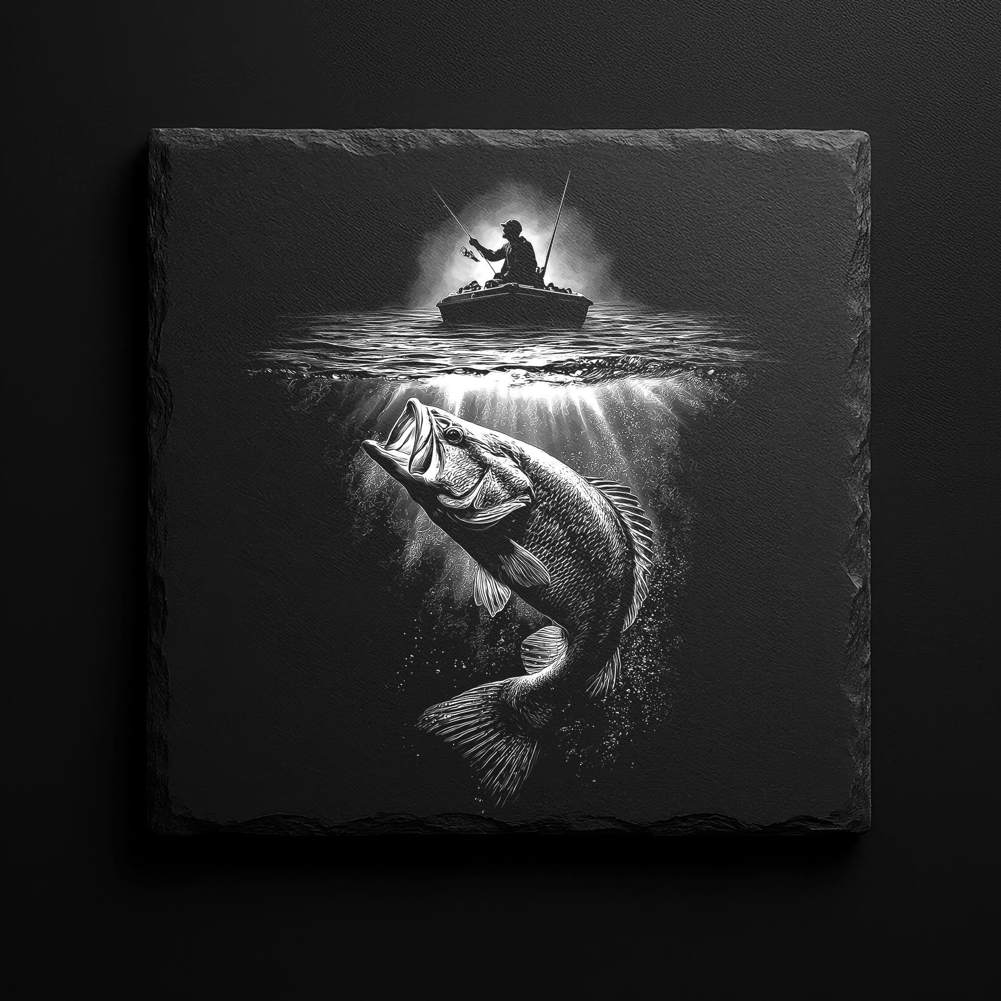 Fishing Engraving PNG Bundle: Bass Boat Scene, Angler Art (digital ...
