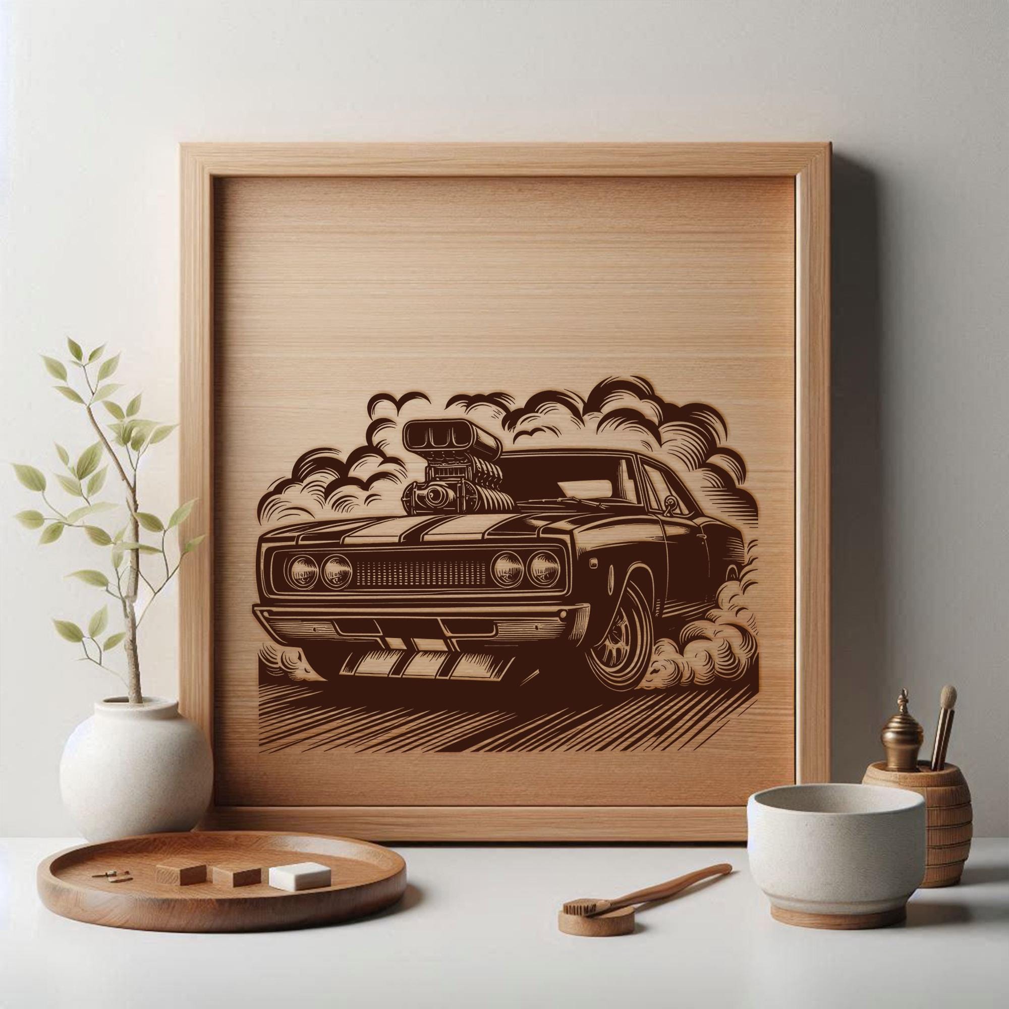 Muscle Car Burnout Illustration Vector, Muscle Car SVG, Car Burnout ...