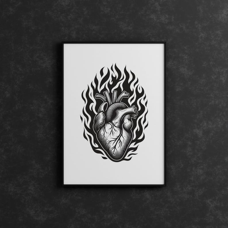 Flame Heart SVG, Fire Heart, Burn Heart, Heart Love Sign, Anatomical ...
