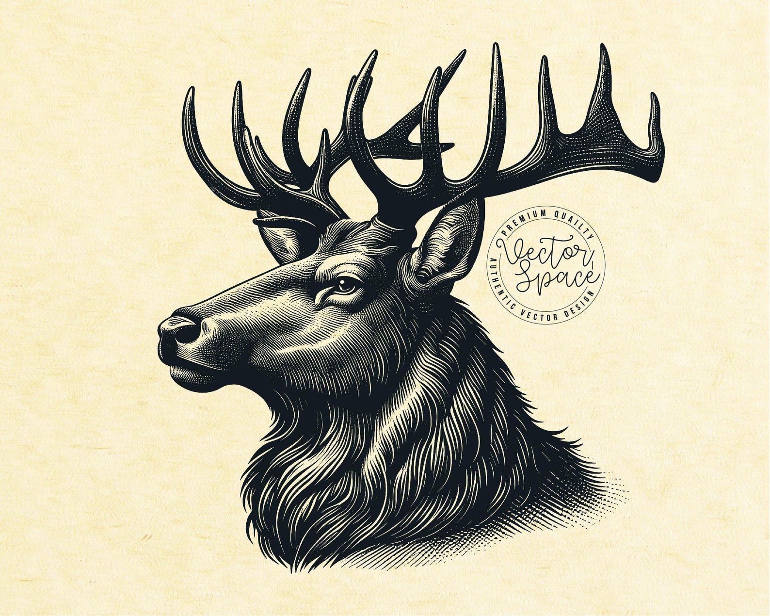 Elk Head Illustration Vector, Elk Bugling, Elk Bugle SVG, Detailed Elk ...