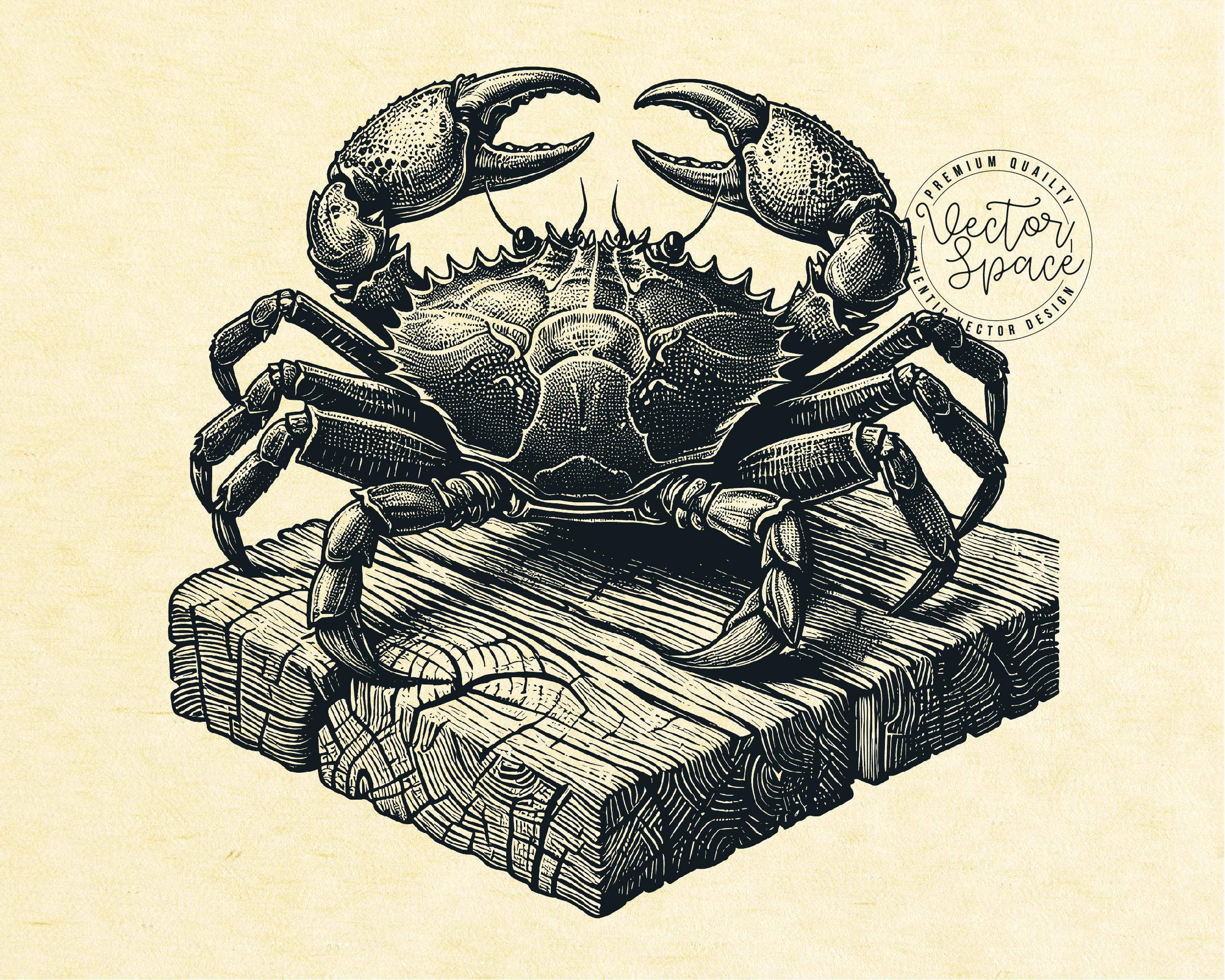 Crab Illustration Vector, Seafood SVG, Marine, Ocean Life, Hermit Crab ...