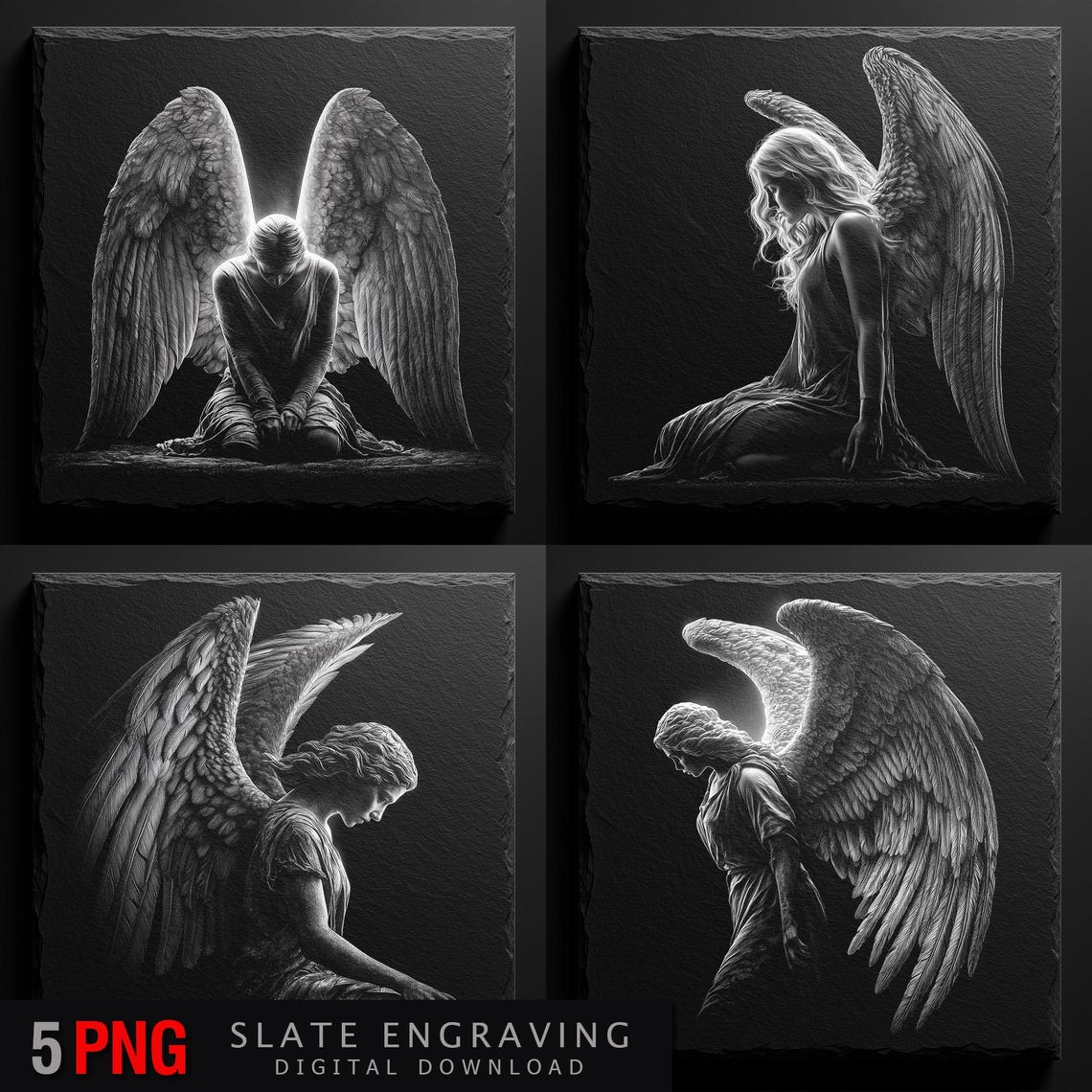 Fallen Angel PNG Bundle: Gothic Laser Engraving Clipart (digital ...
