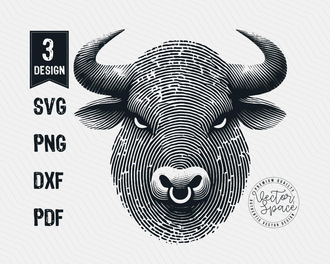 Bull Head Illustration Vector, Bull Head SVG, Wildlife Bull Head Finger ...