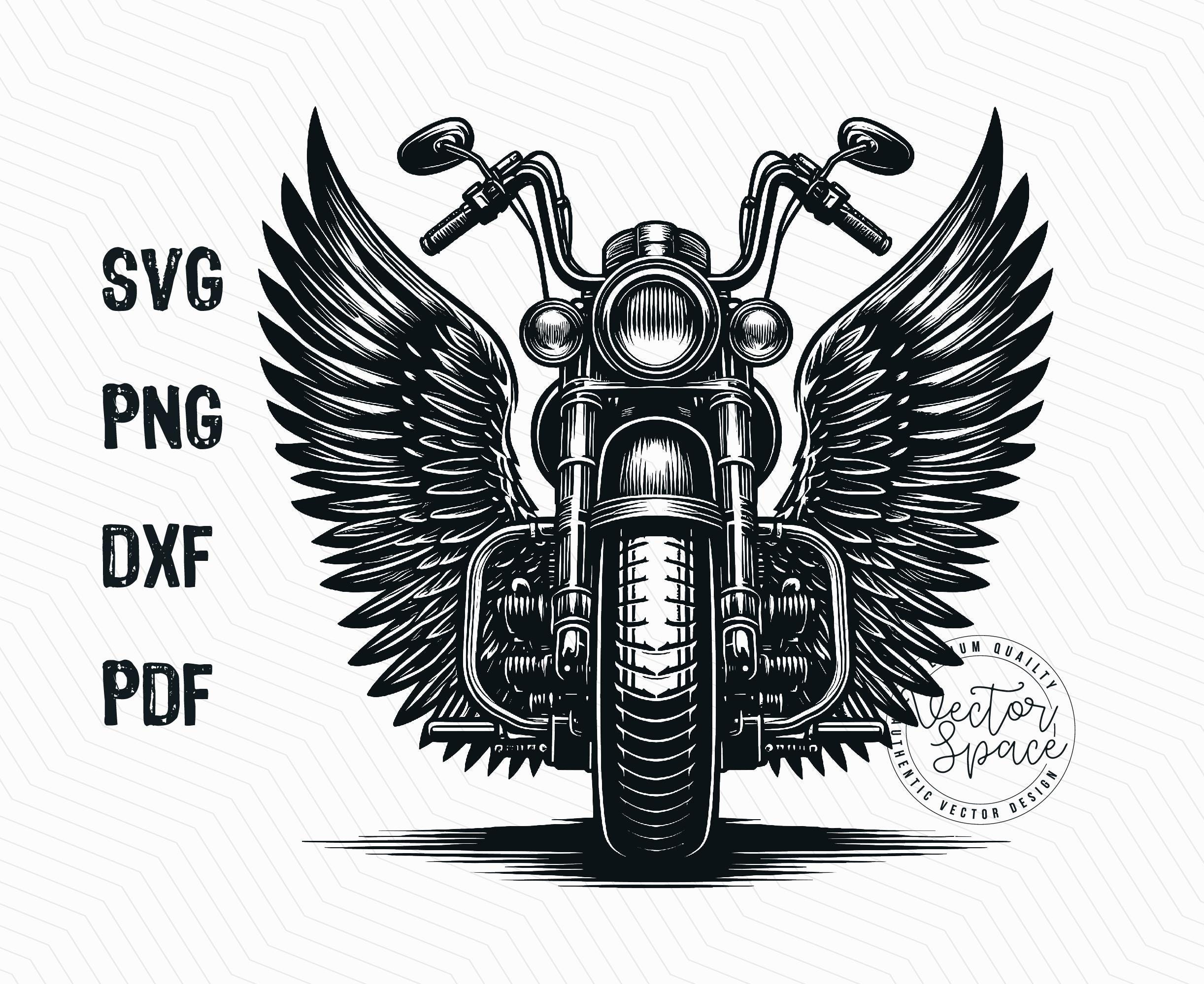 Motorcycle Wings Illustration Vector, Winged Biked, Old Motorcycle ...