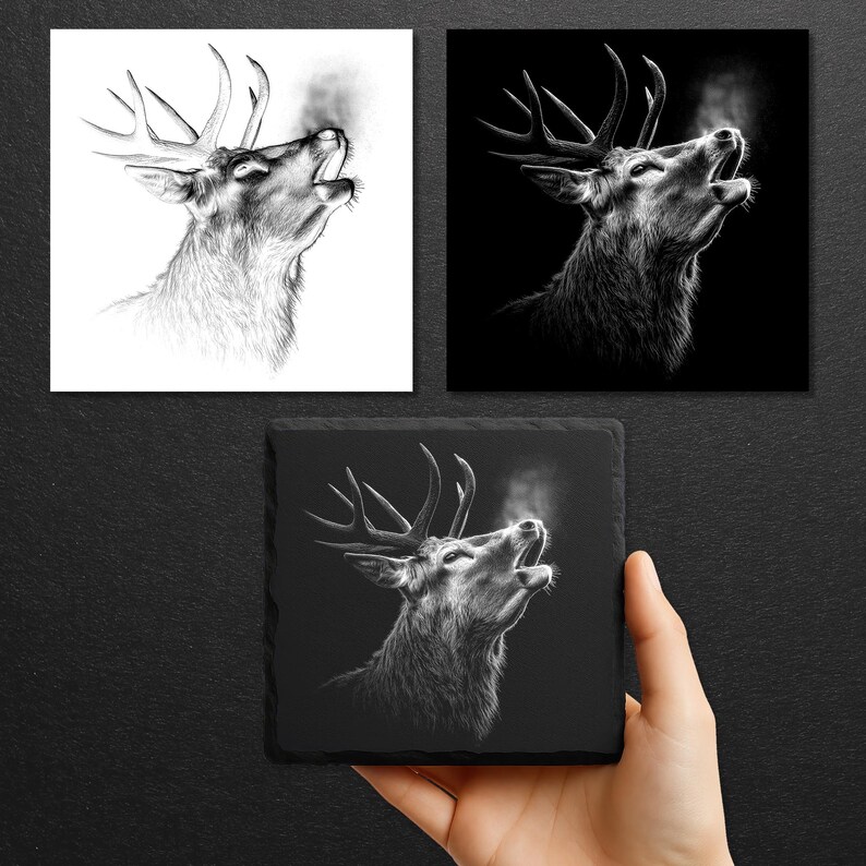 Stag Engraving Design: Majestic Deer Clipart for Laser Cutting (digital ...