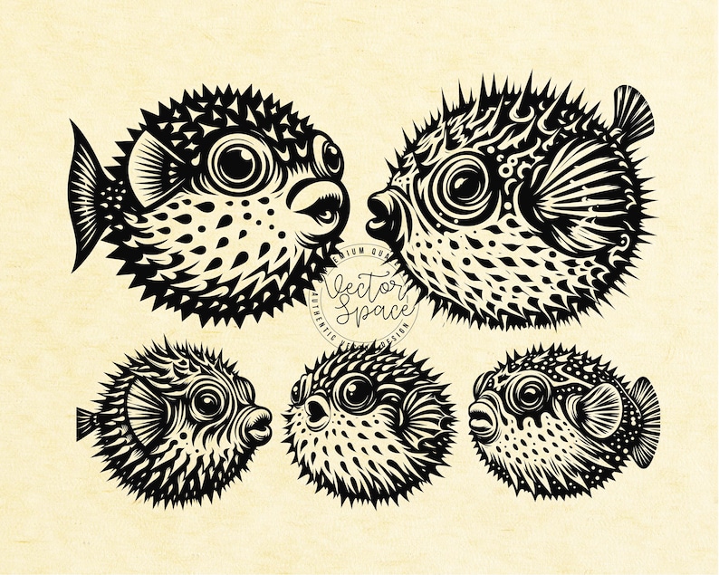 Pufferfish SVG, Cute Pufferfish, Blowfish, Fugu, Spiky Fish, Aquatic ...