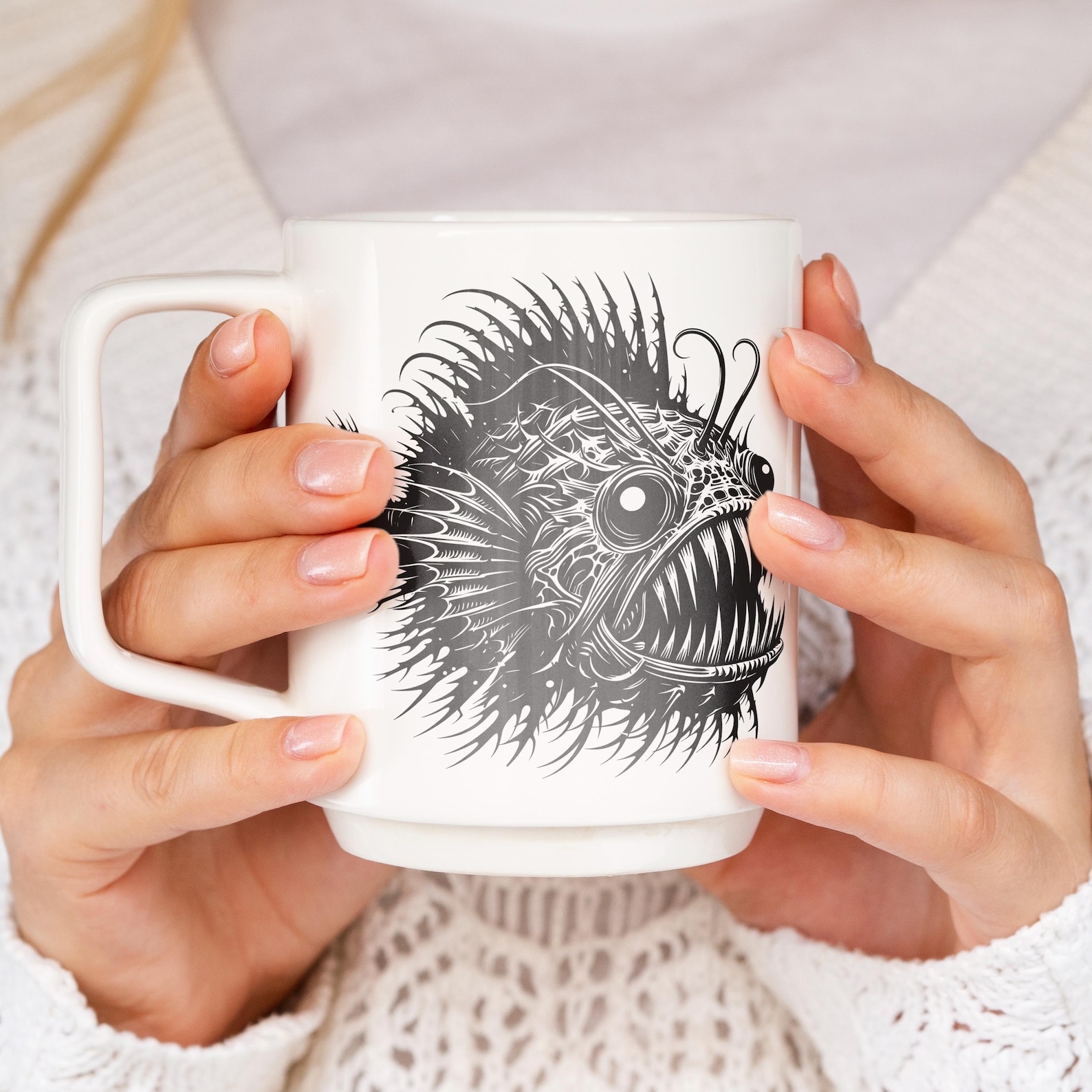 Anglerfish SVG, Angry Fierce Anglerfish Svg, Monster Fish, Bone ...