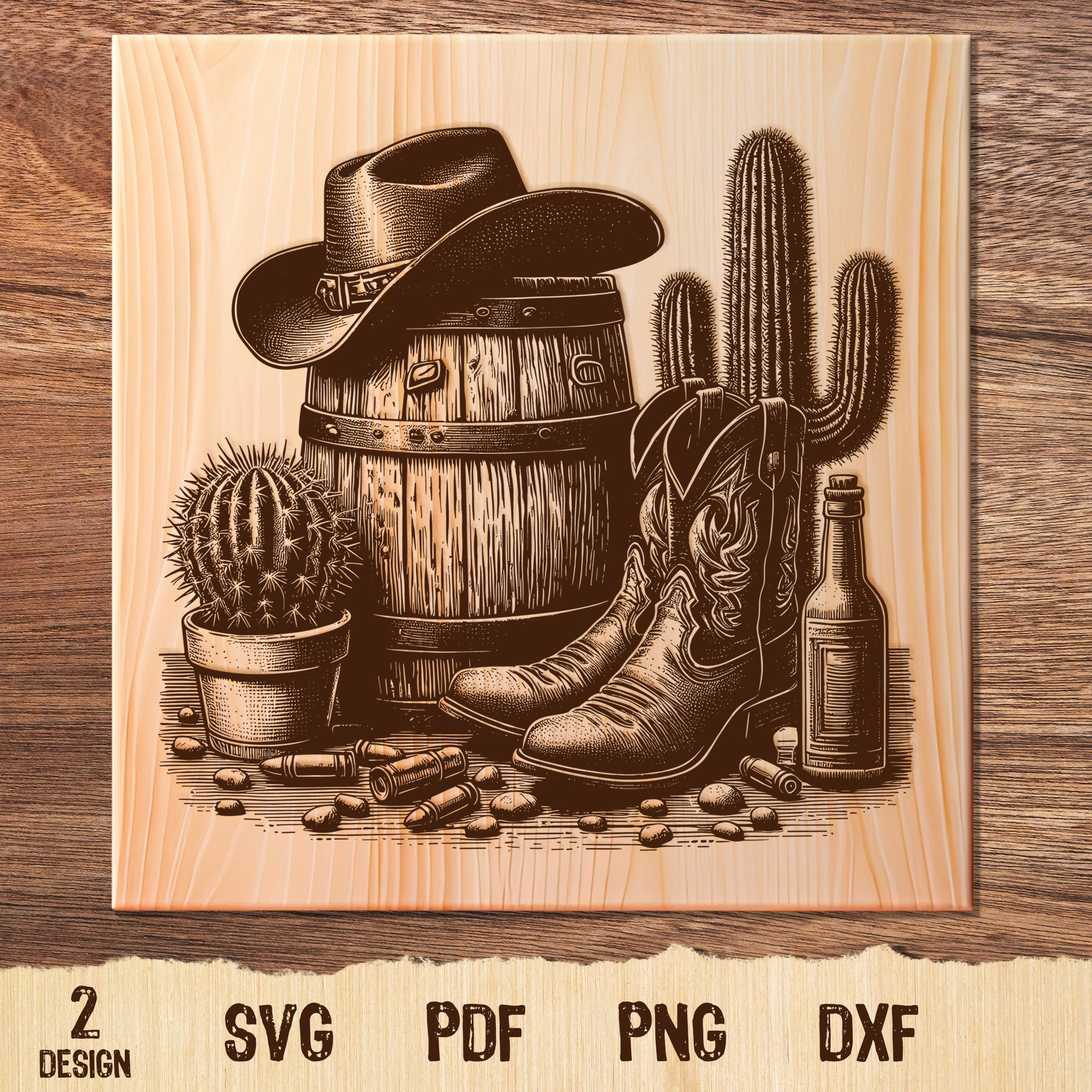 Cowboy Elements Illustration Vector, Rodeo, Vintage Western Cowboy ...