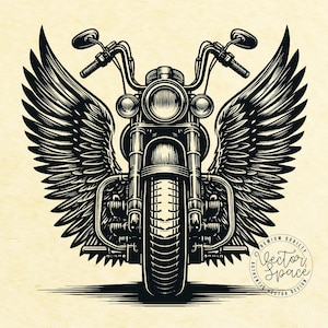 Motorcycle Wings Illustration Vector, Winged Biked, Old Motorcycle ...