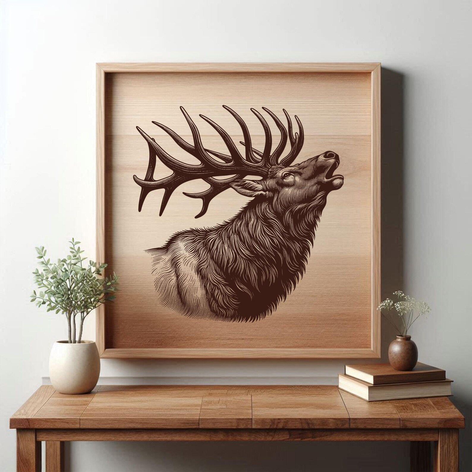 Elk Head Illustration Vector, Elk Bugling, Elk Bugle SVG, Detailed Elk ...