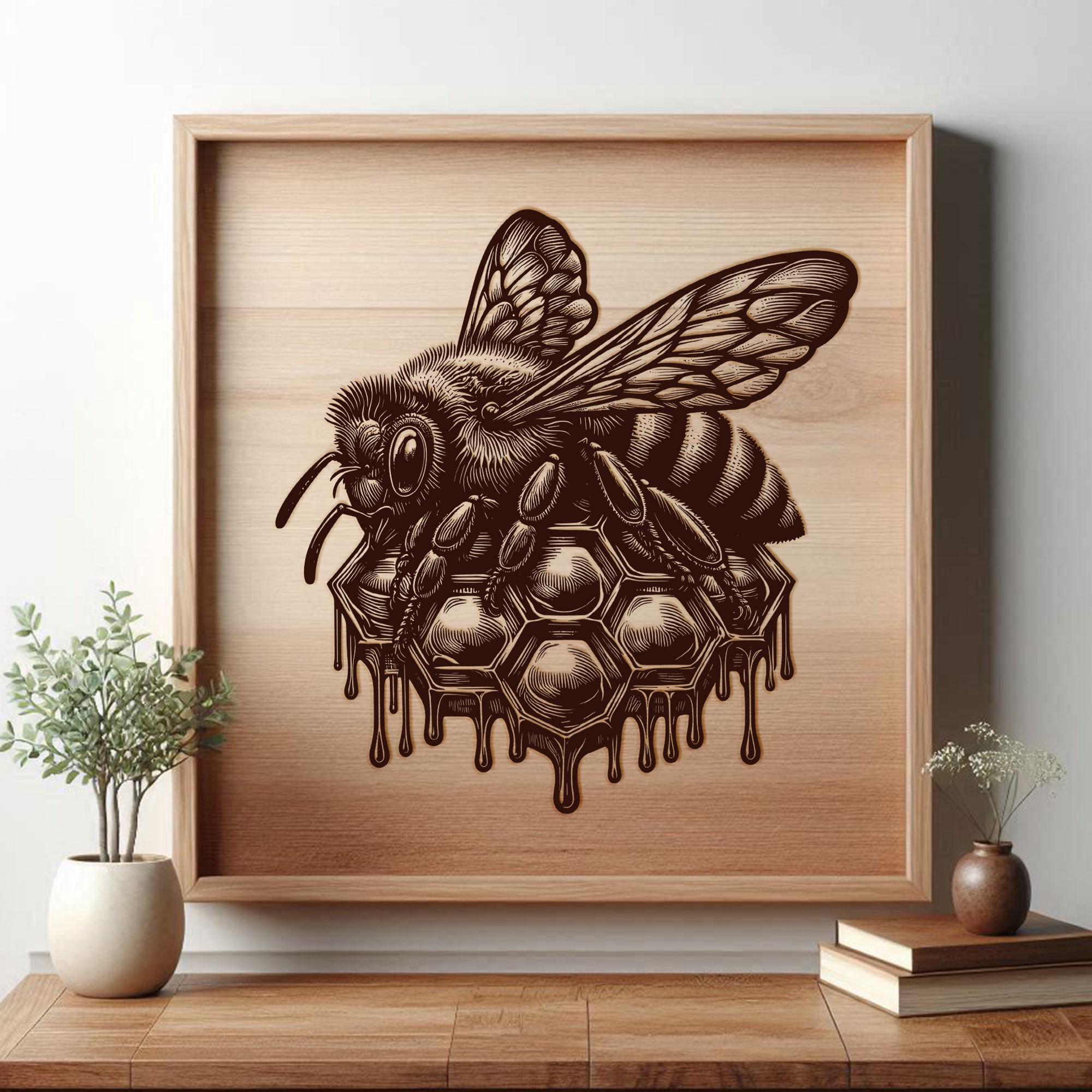 Bee Vector Illustration, Honeycomb SVG, Honey Svg, Bee Logo, Bee Hive ...