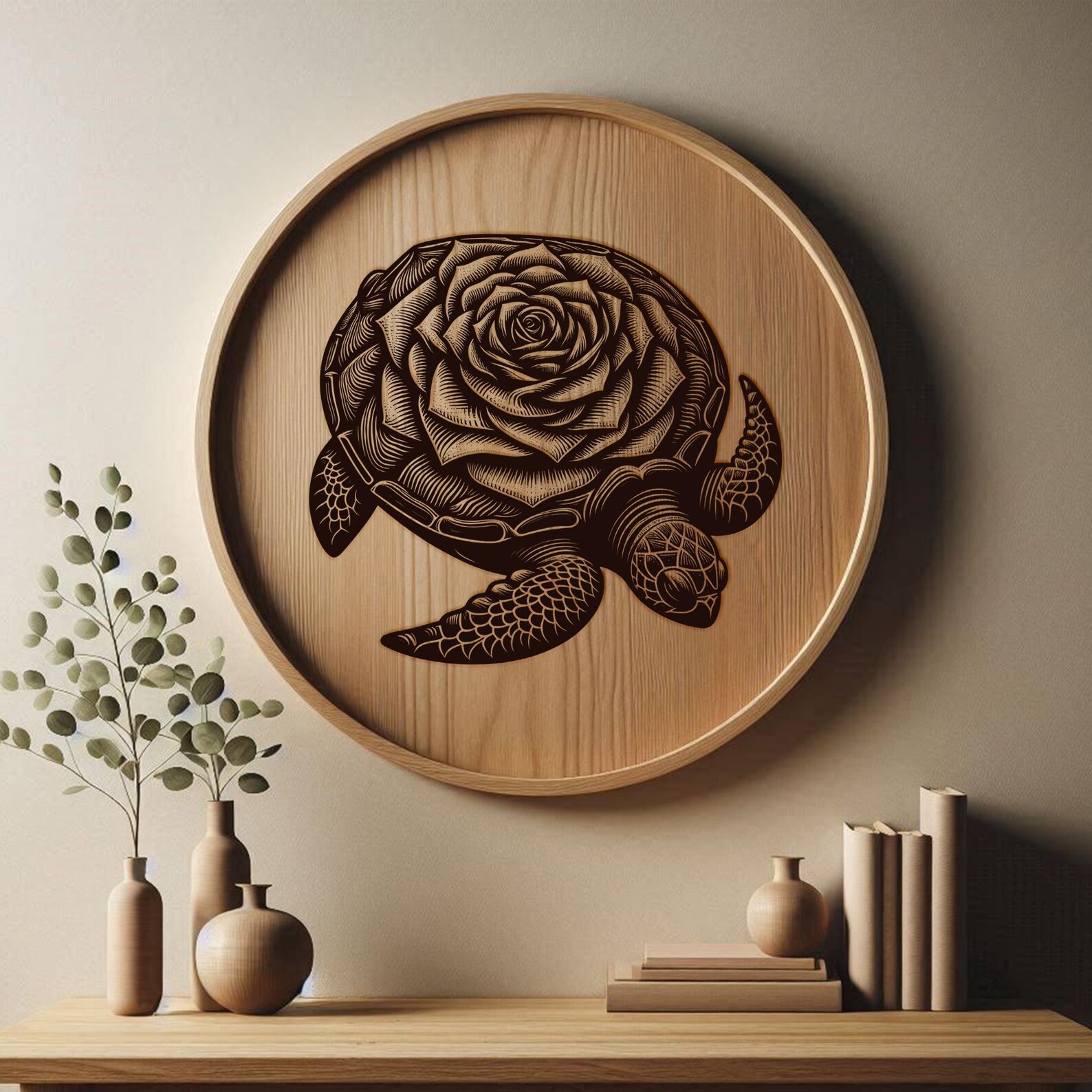 Turtle Roses Vector Illustration, Floral Turtle SVG, Turtle Flower Rose ...