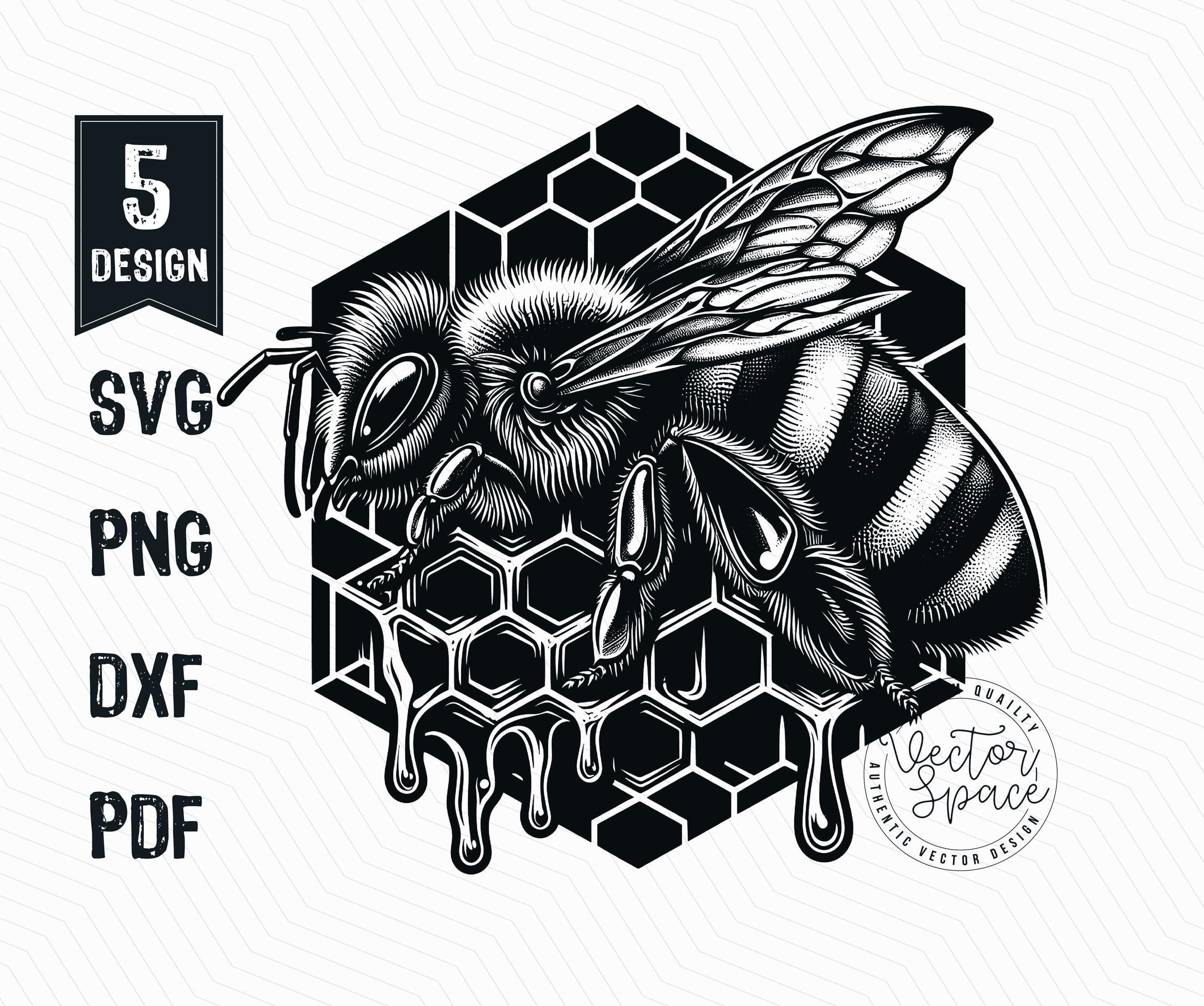 Bee Vector Illustration, Honeycomb SVG, Honey Svg, Bee Logo, Bee Hive ...