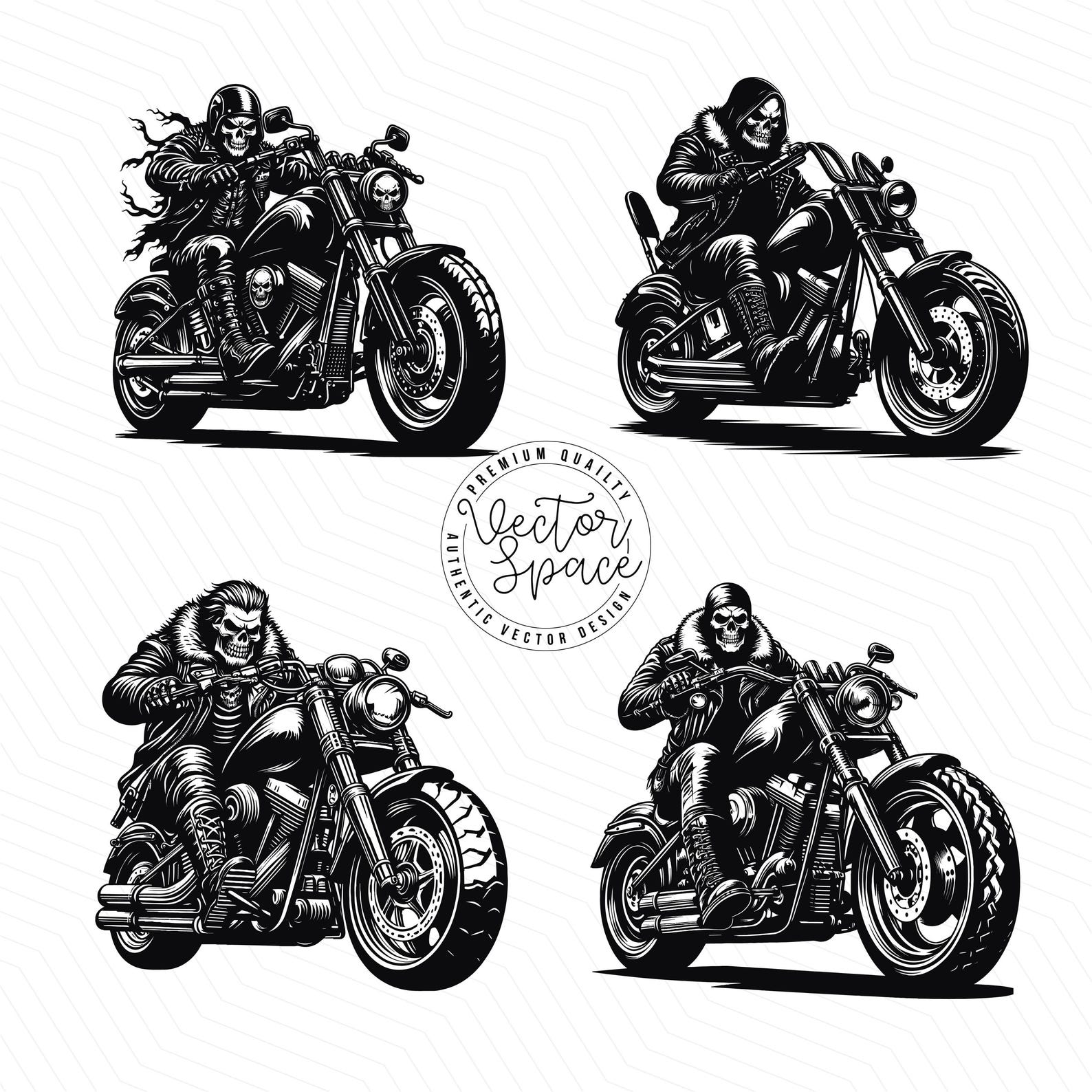 Skeleton Rider SVG, Skull Biker, Skeleton Riding Motorcycle, Dark Skull ...