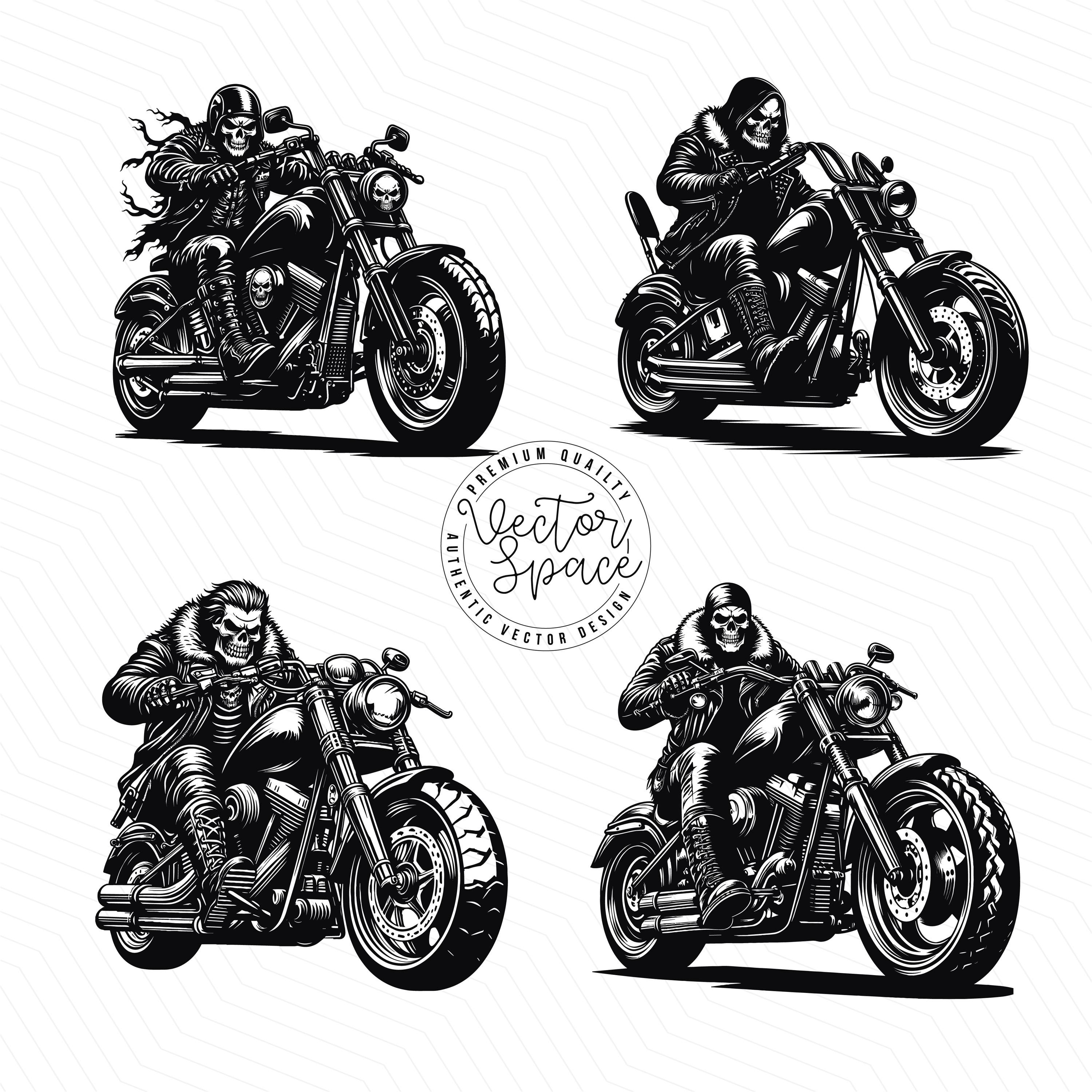 Skeleton Rider SVG, Skull Biker, Skeleton Riding Motorcycle, Dark Skull ...