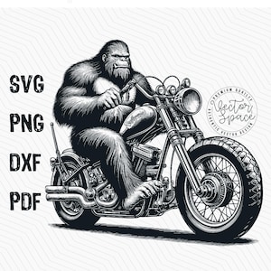 Bigfoot Riding Motorcycle Illustration Vector, Bigfoot SVG, Bigfoot ...