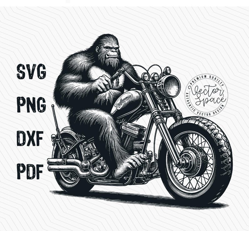 Bigfoot Riding Motorcycle Illustration Vector, Bigfoot SVG, Bigfoot ...
