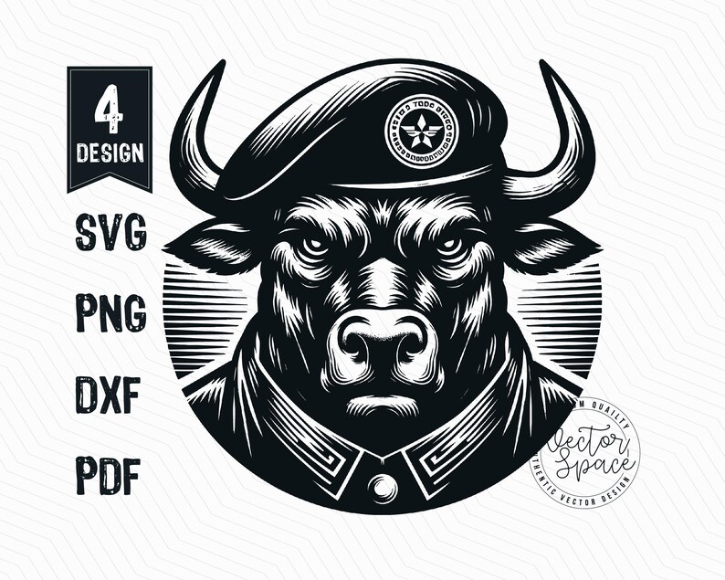 Bull Head With Beret Vector Illustration, Angry Bull, Bull Bison Head ...