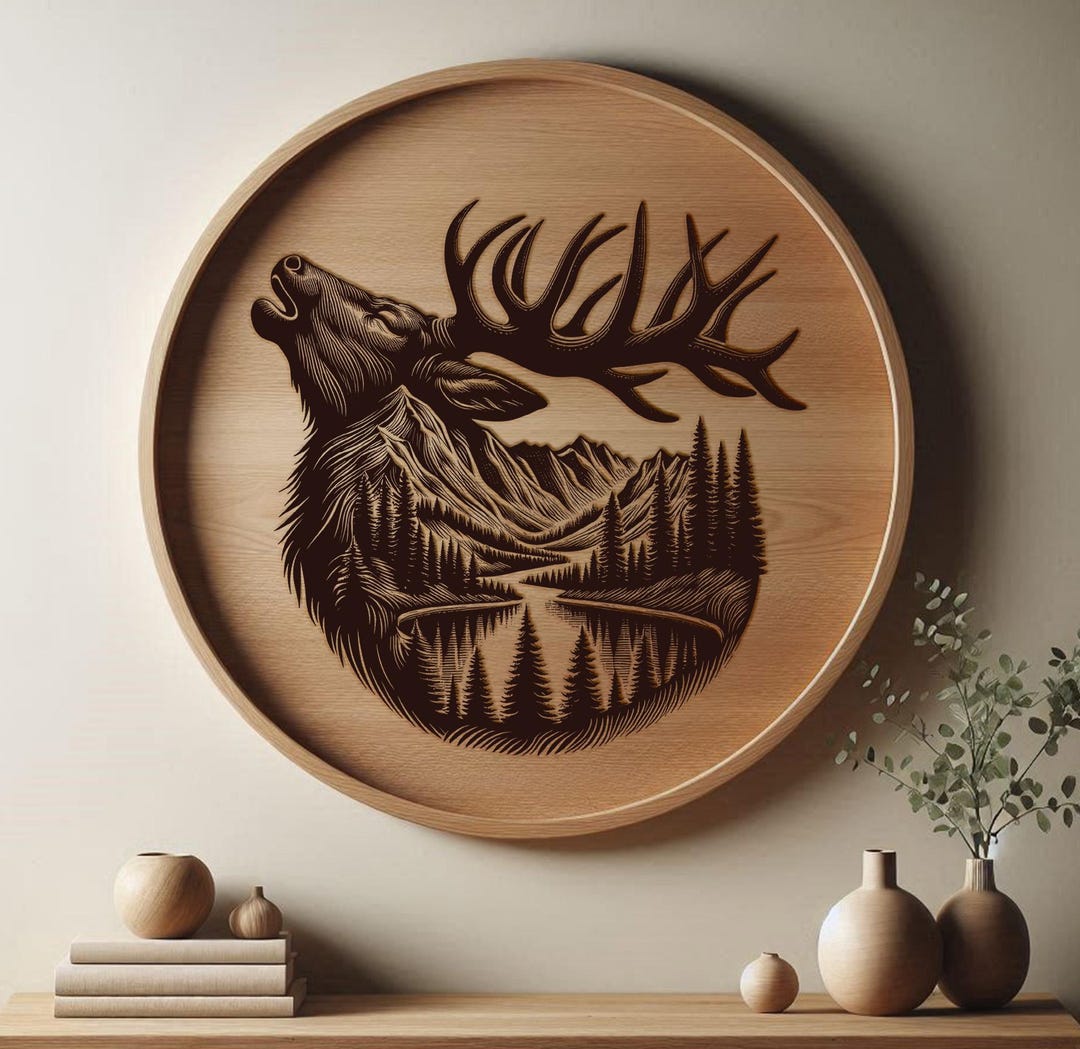 Elk Head Illustration Vector, Elk Bugling, Elk Mountain River, Elk Head ...