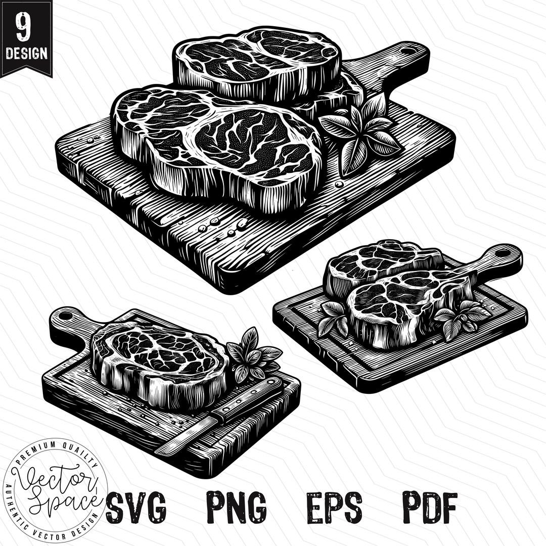 Grilled Steak SVG, Steak, Meat, Beef, Grilled, Barbecue, Cutting Board ...
